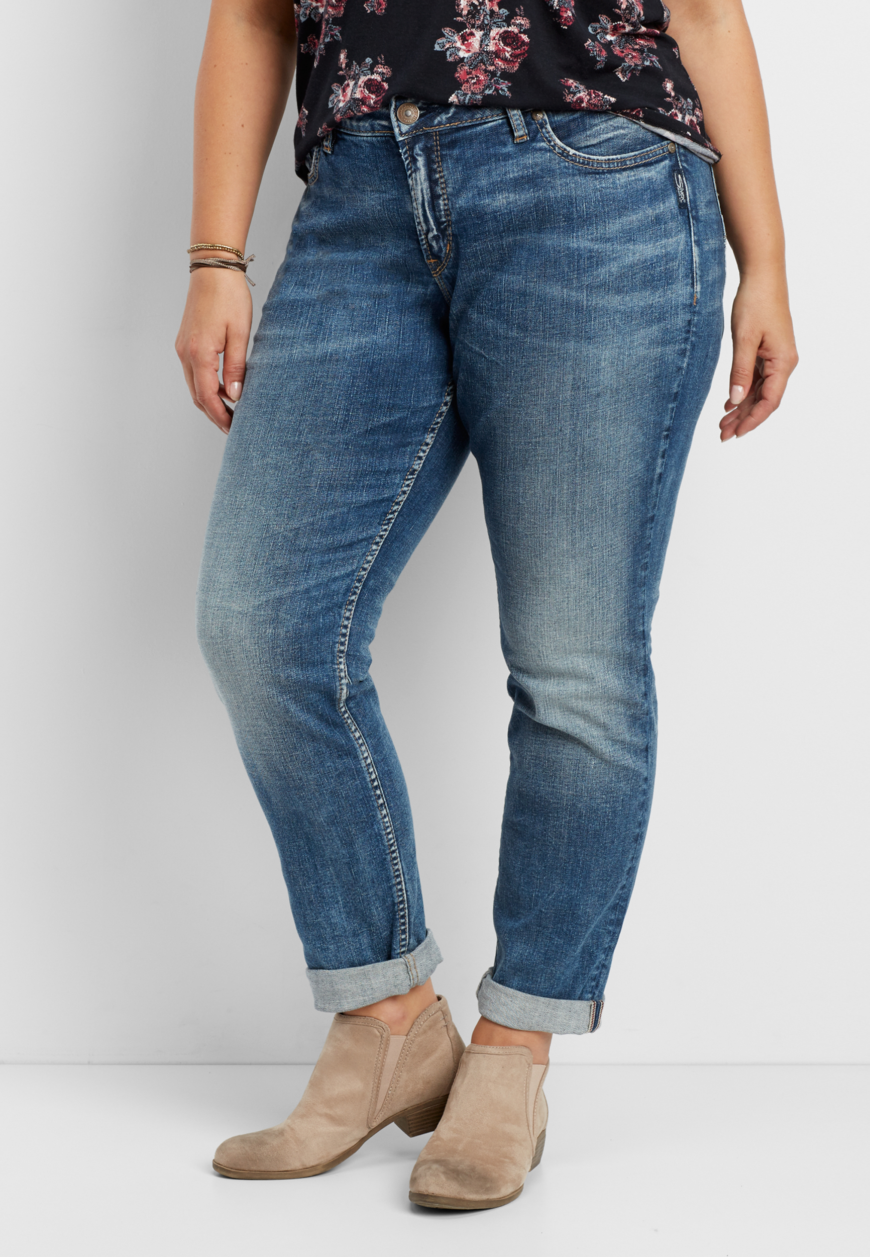 Silver Jeans Co.® Sam plus size medium wash boyfriend jeans | maurices