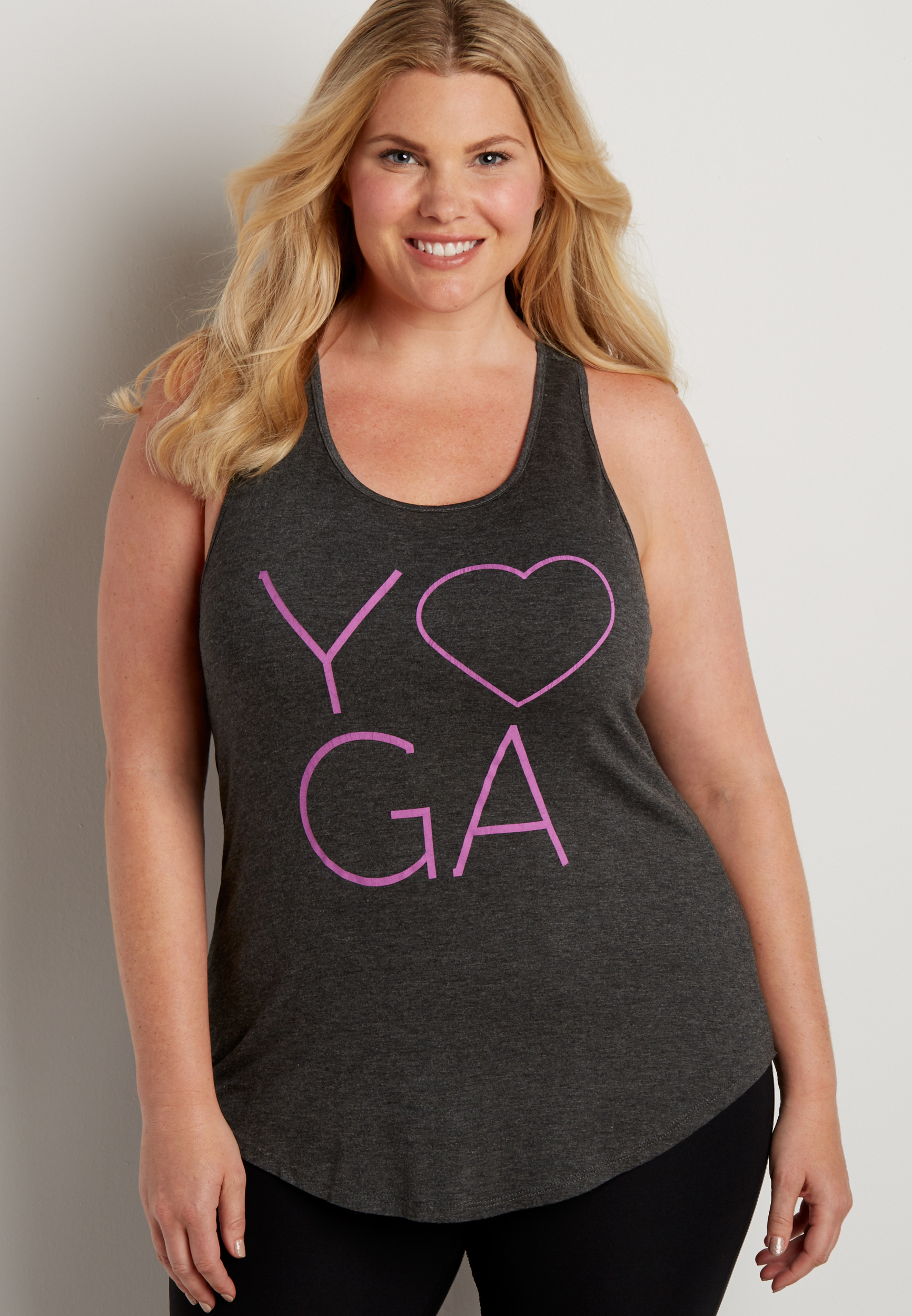 plus size racerback tank with yoga graphic | maurices