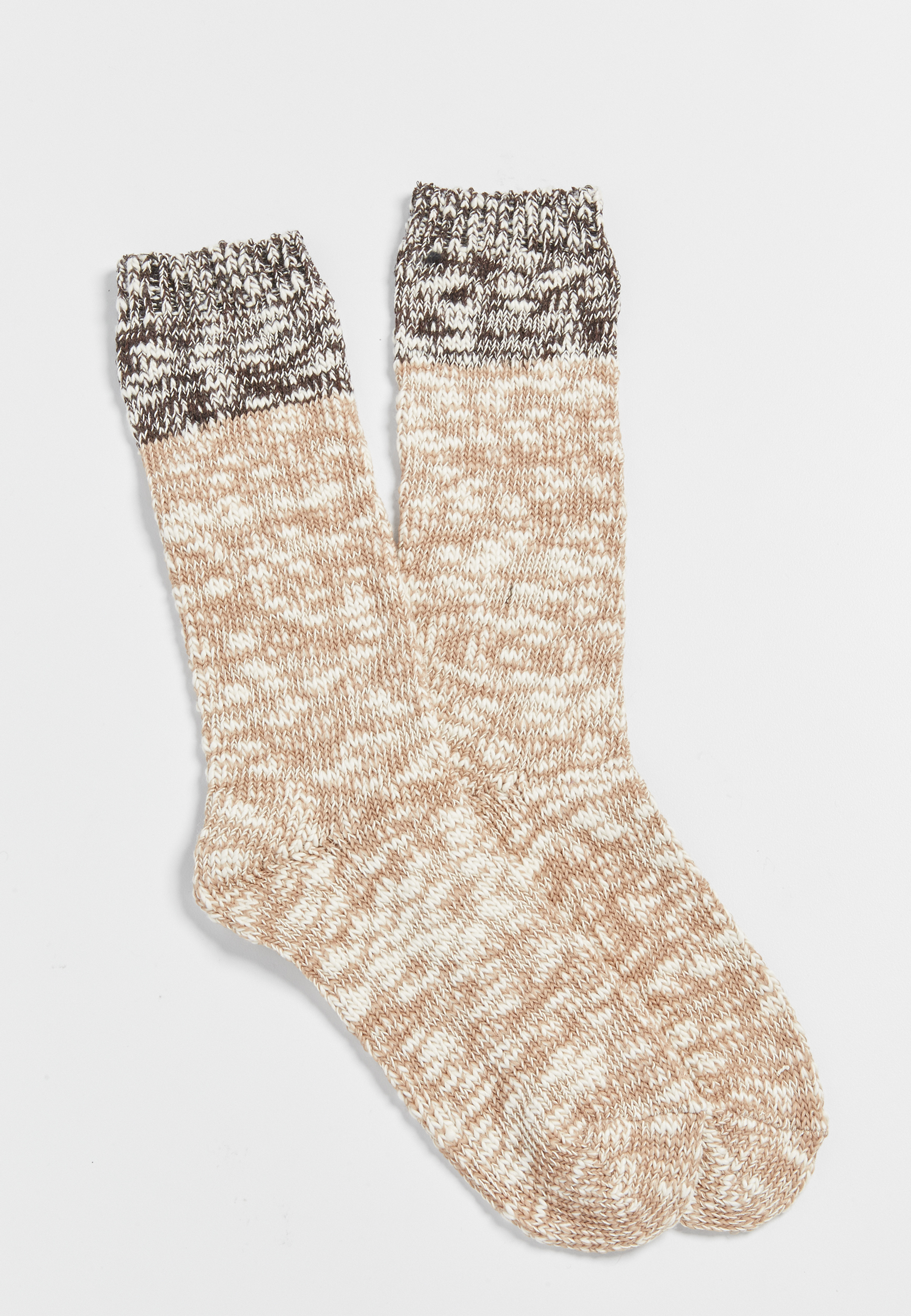 two tone marled crew socks in oatmeal combo | maurices