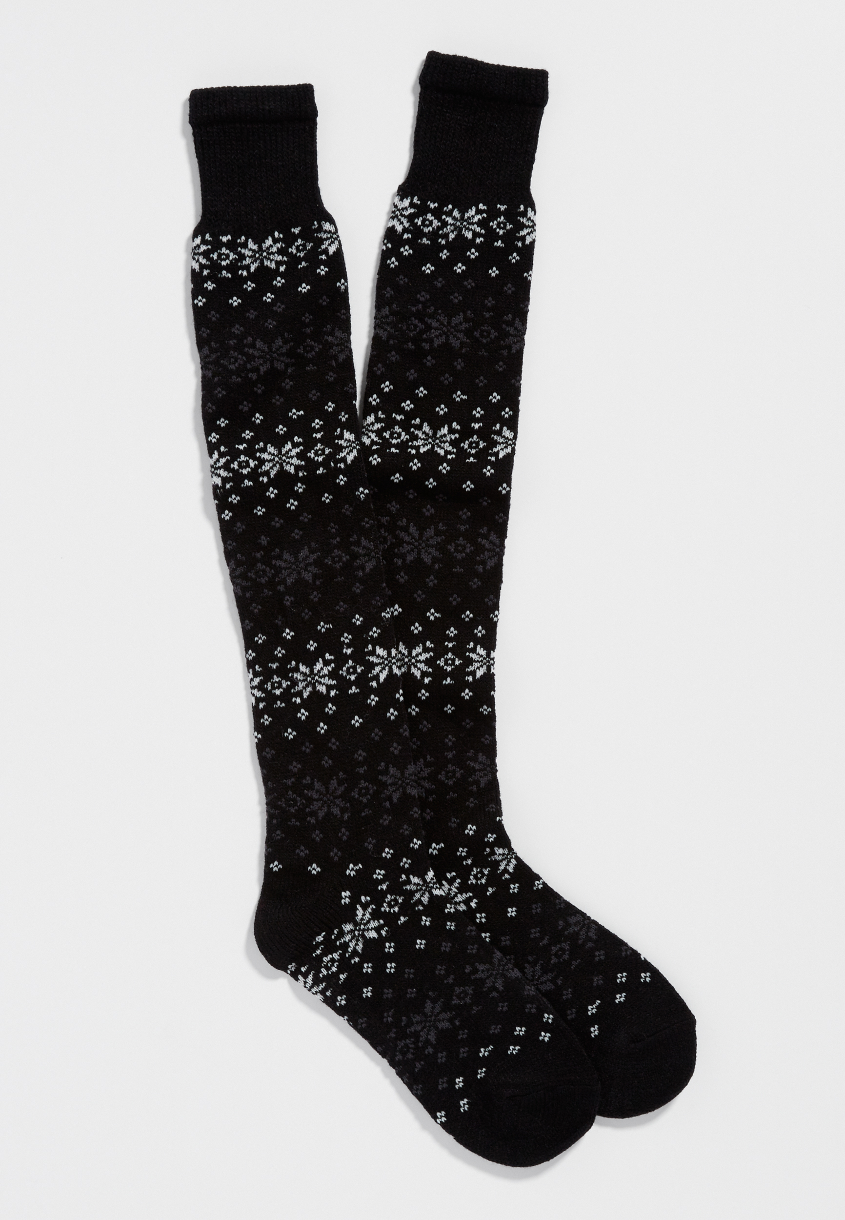 snowflake pattern boot socks in black | maurices