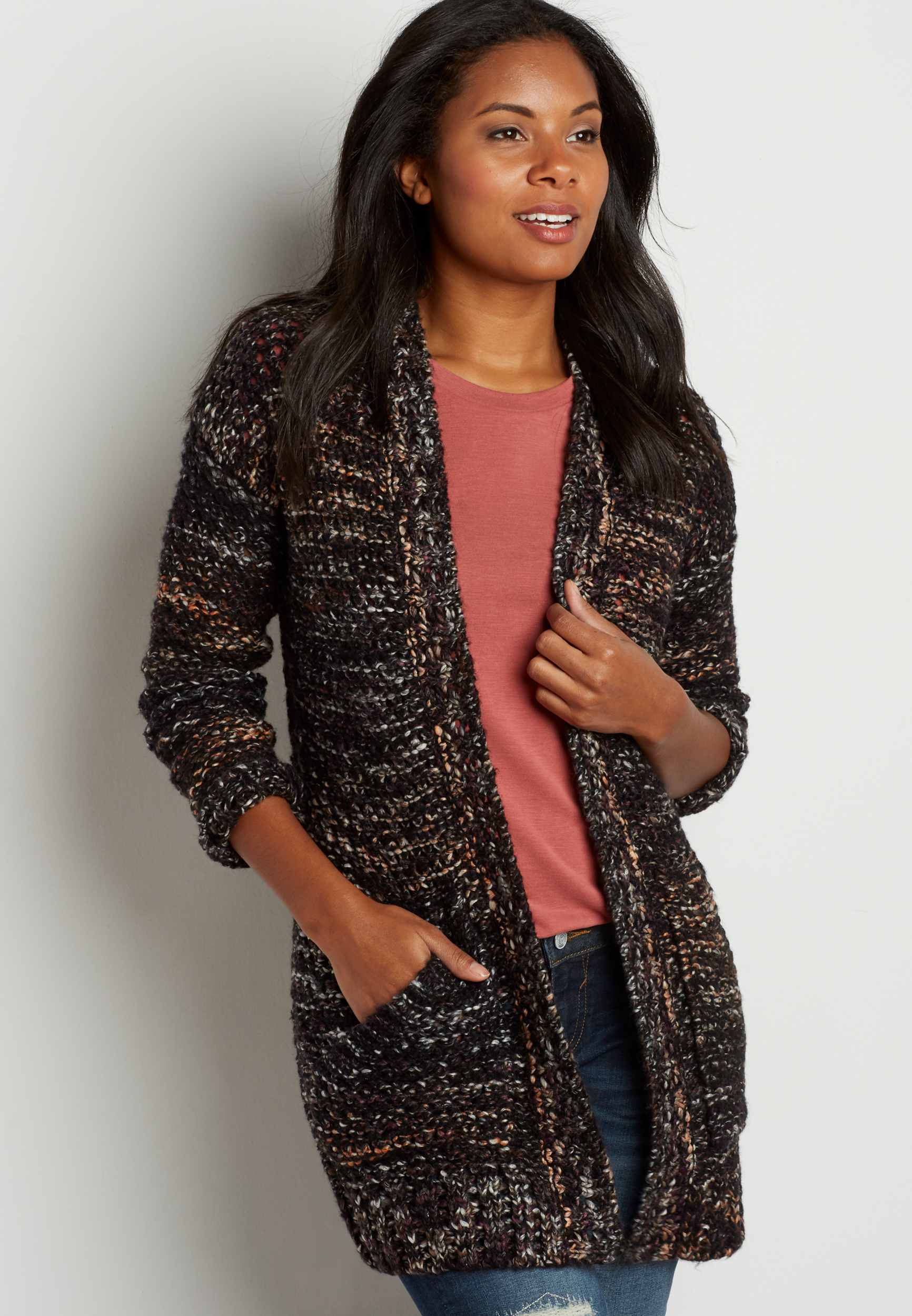 thick knit marled cardigan | maurices
