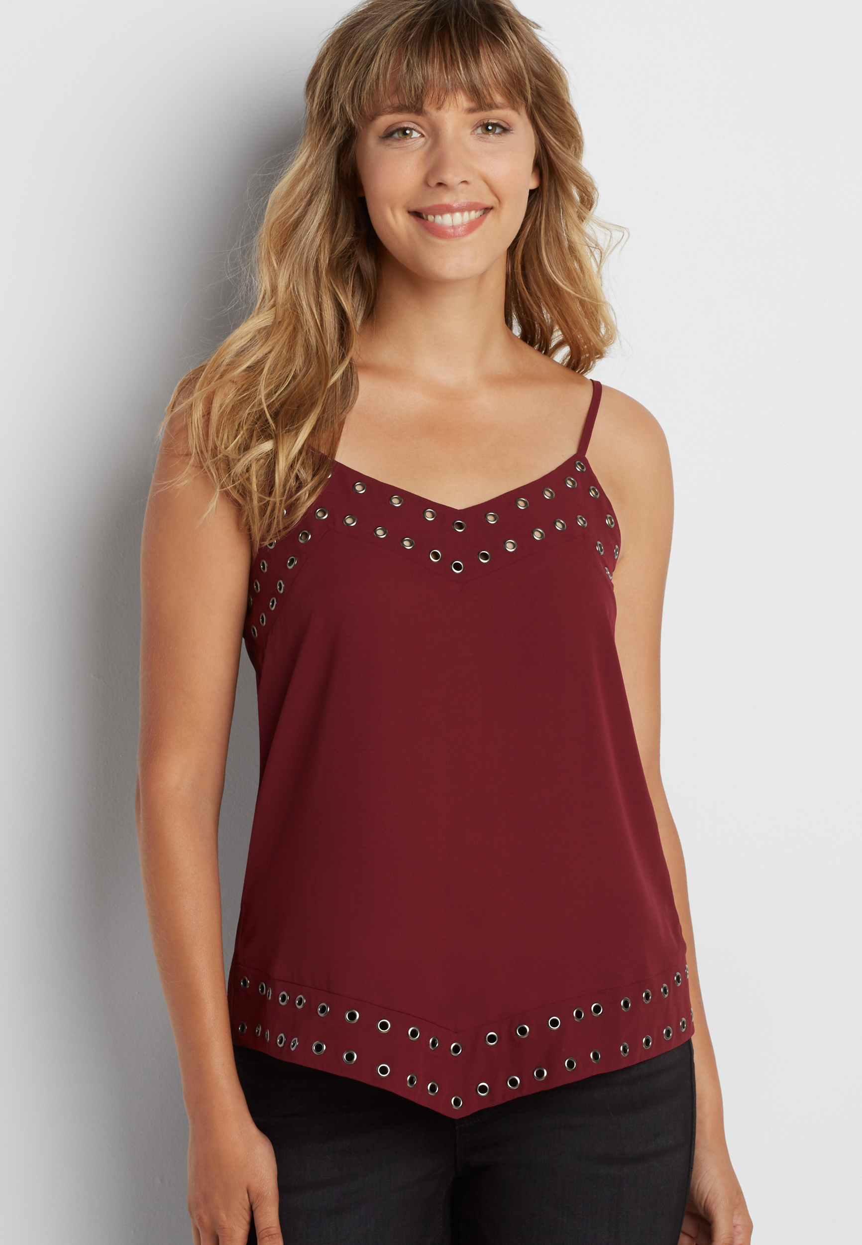 chiffon tank with grommets | maurices