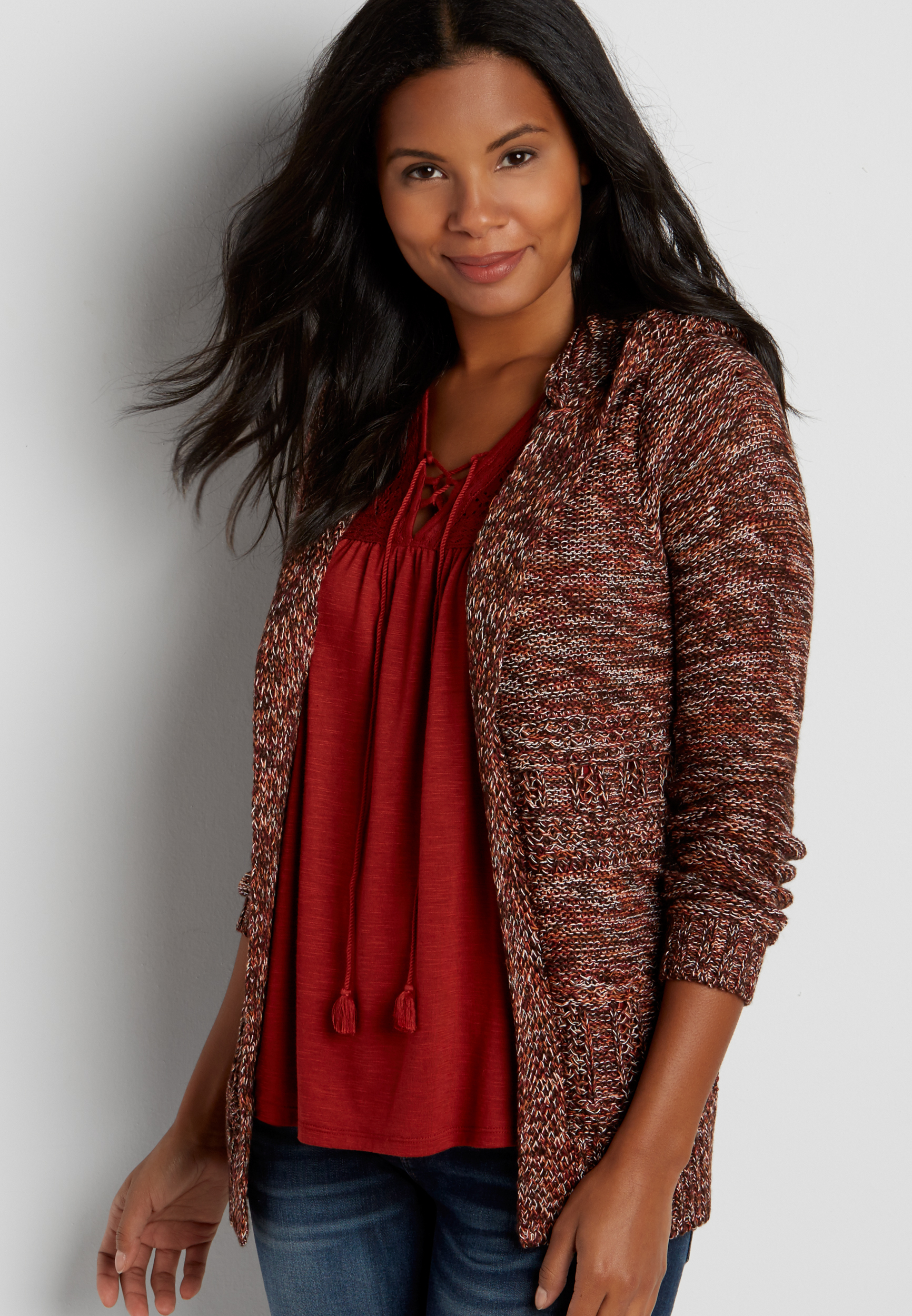 marled cardigan with hood | maurices