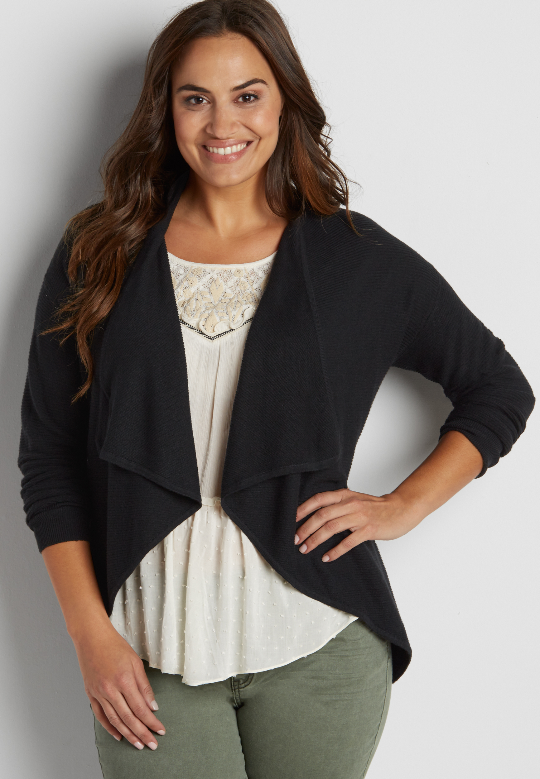 the essential plus size ribbed cardigan | maurices