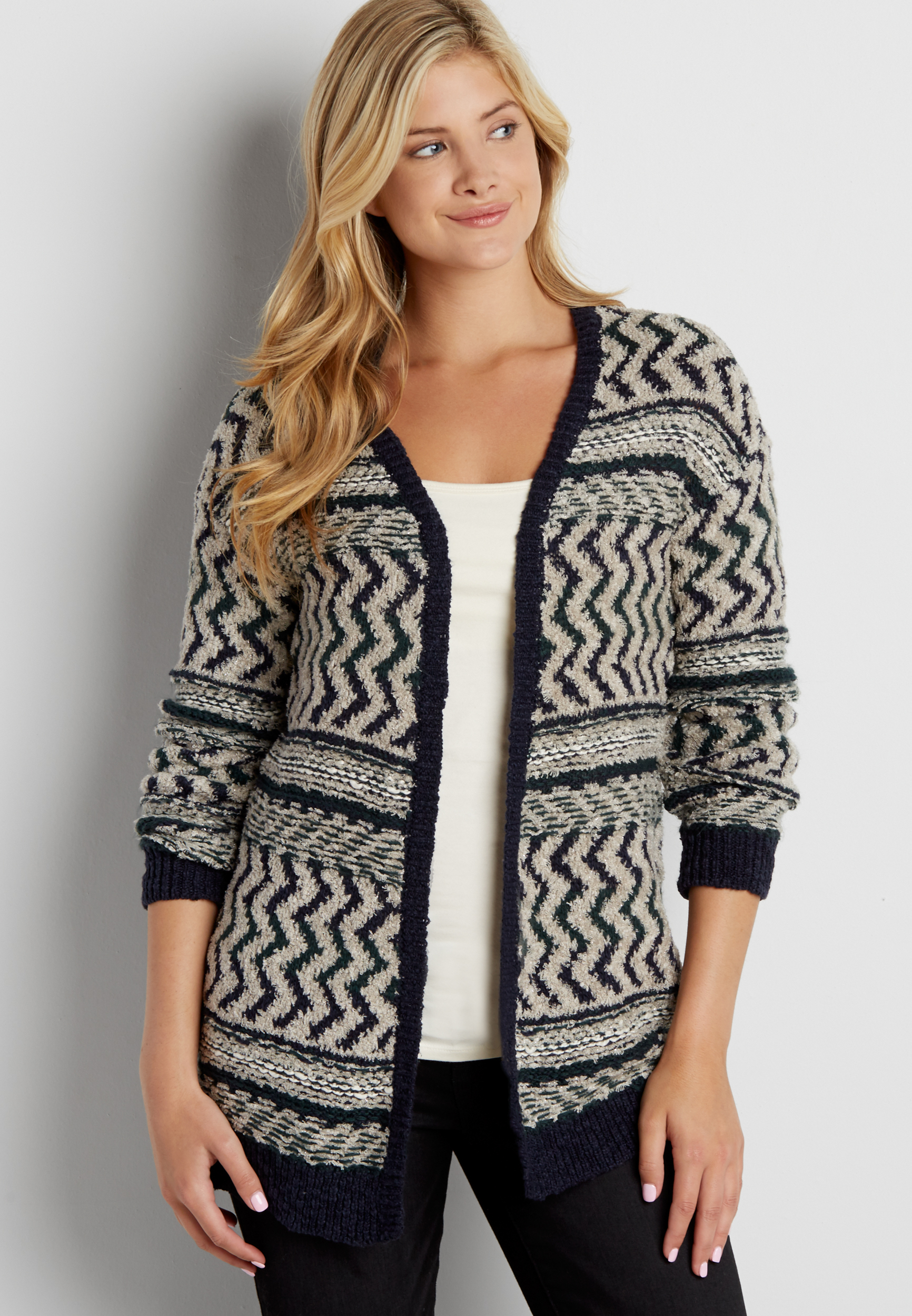 soft knit chevron cardigan | maurices