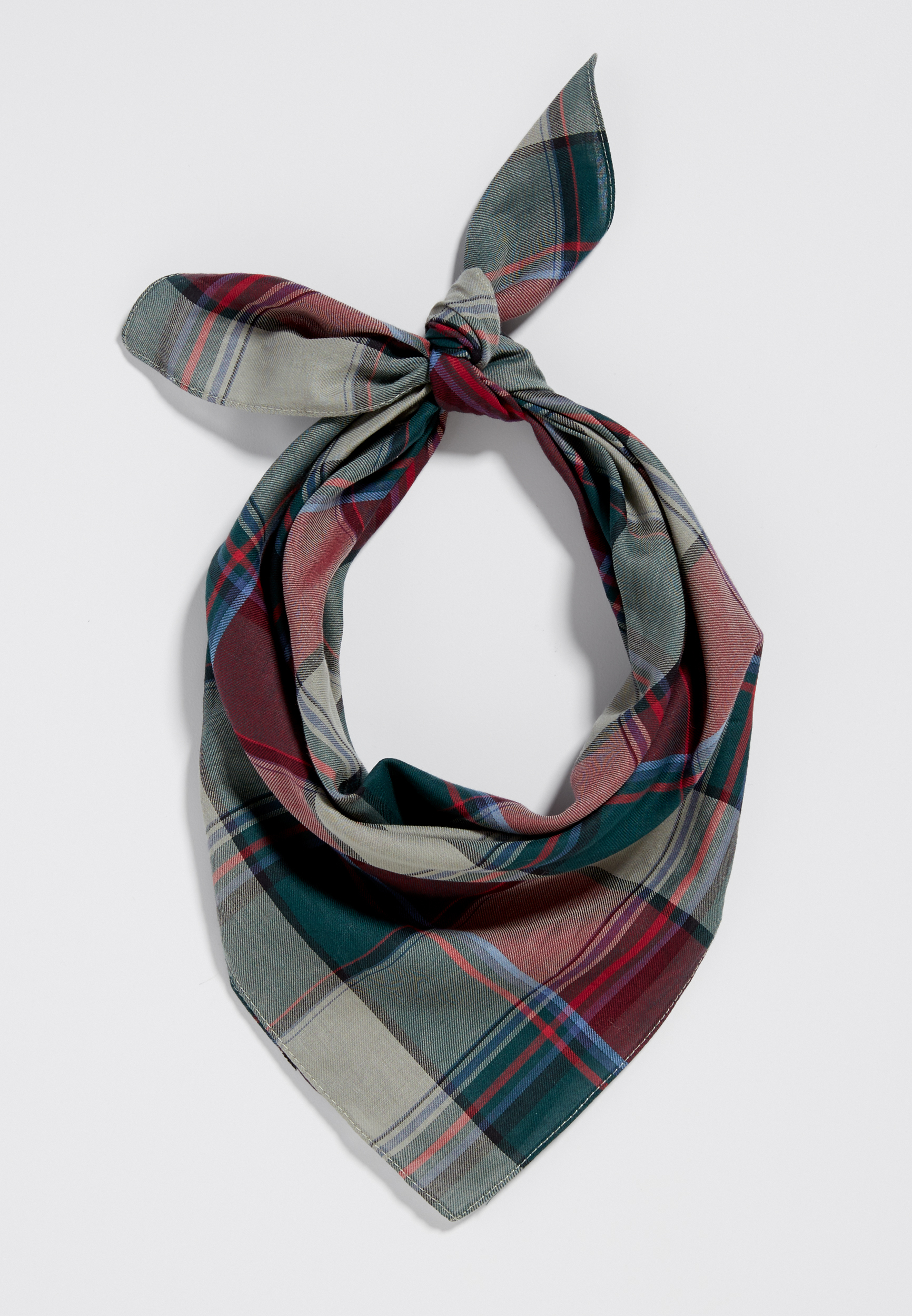 plaid bandana scarf in whispering pine | maurices