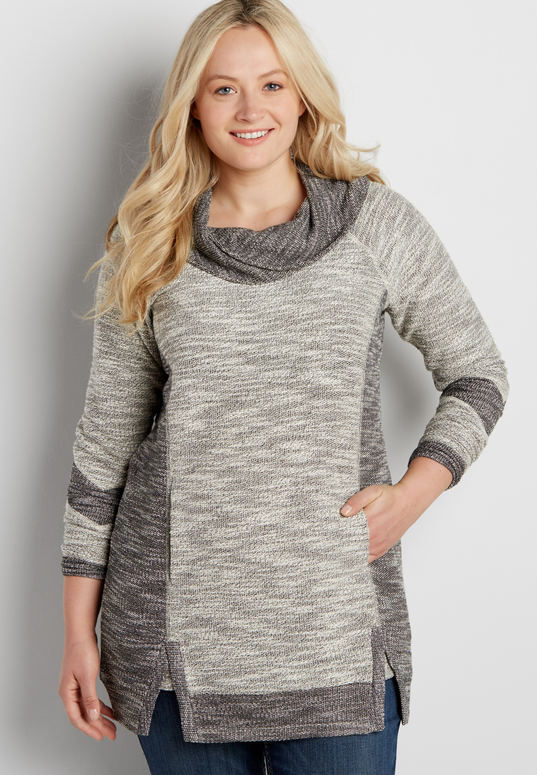 plus size marled pullover tunic sweatshirt with metallic shimmer and ...