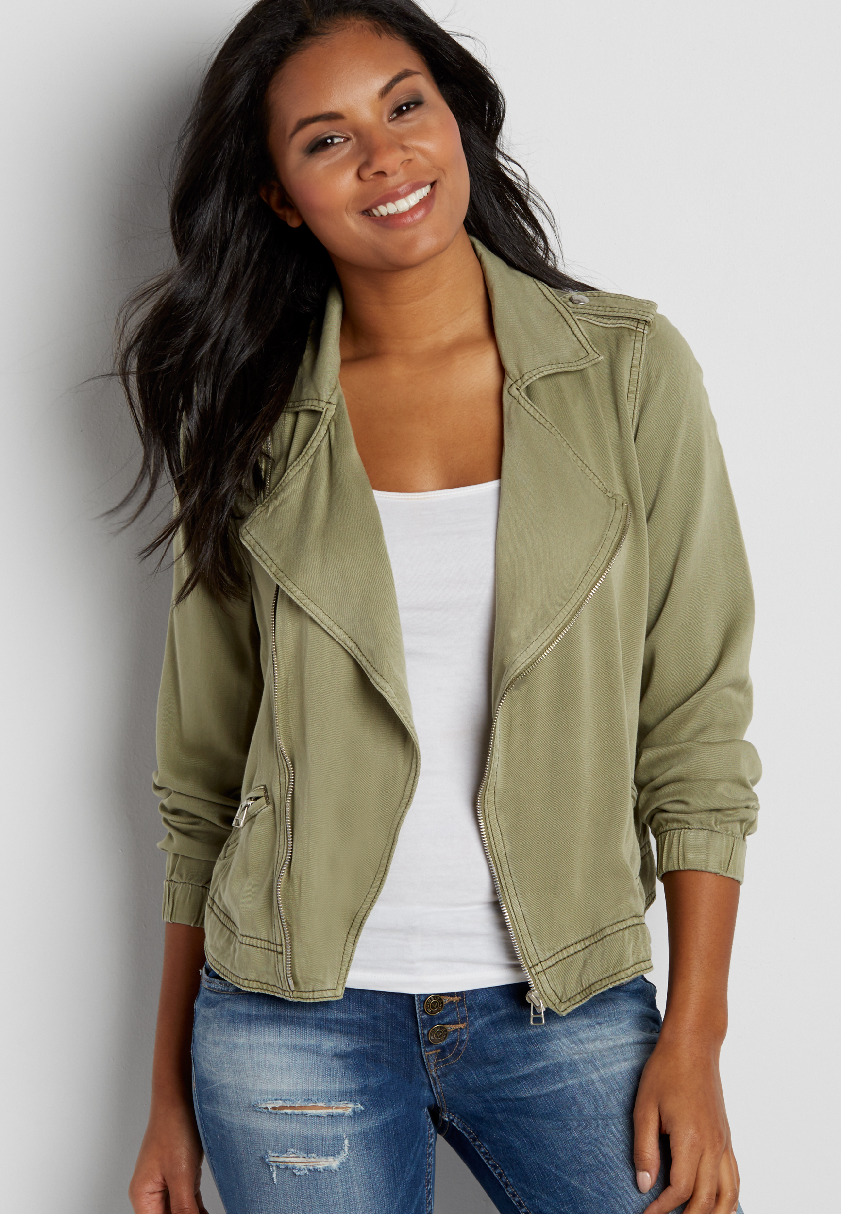 drapey moto jacket | maurices