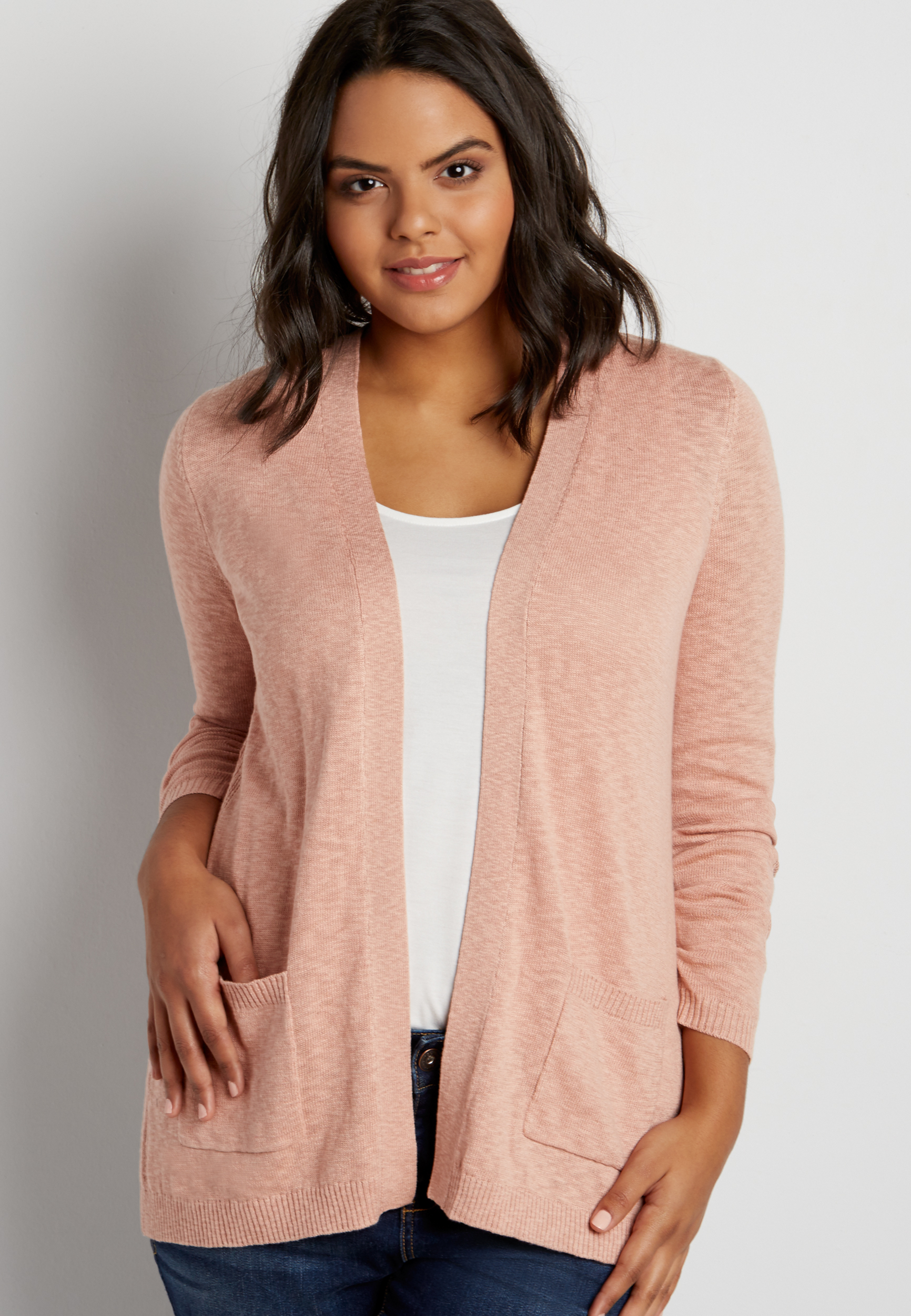 plus size boyfriend cardigan with pointelle stitching | maurices