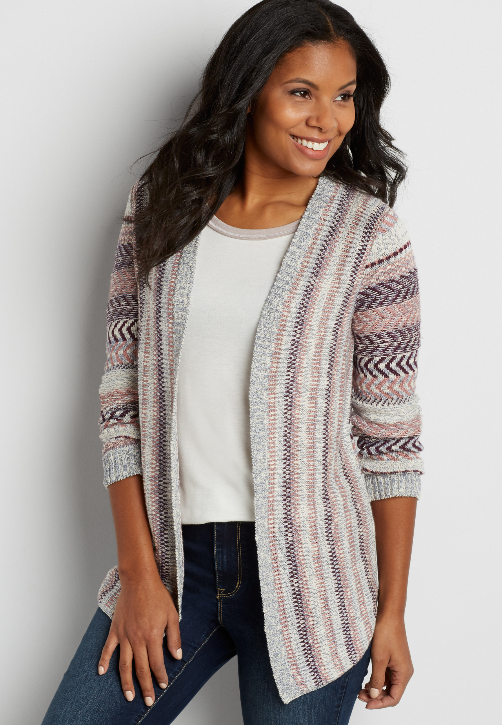 cardigan with chevron stripes | maurices