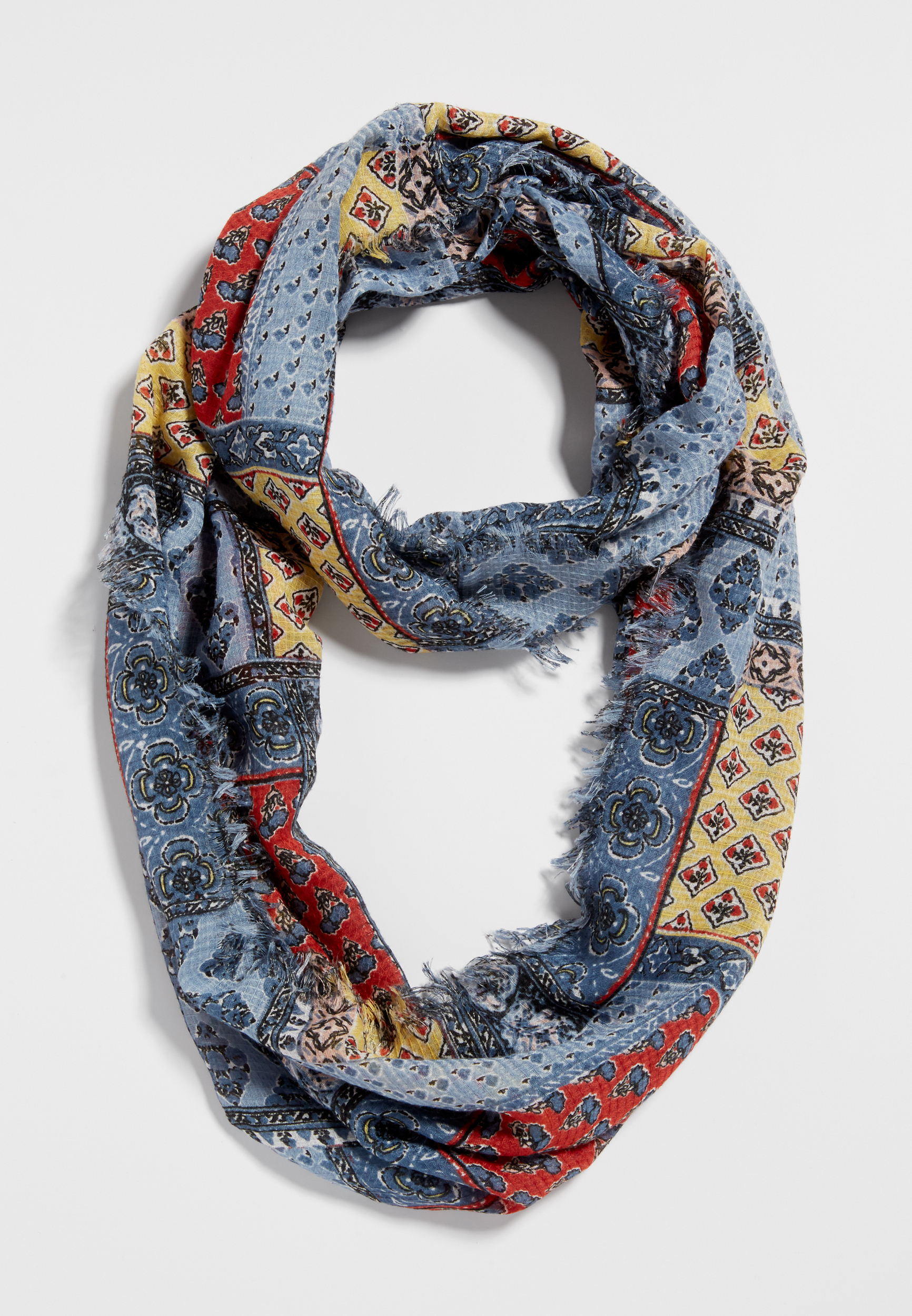 lightweight infinity scarf in patchwork print | maurices