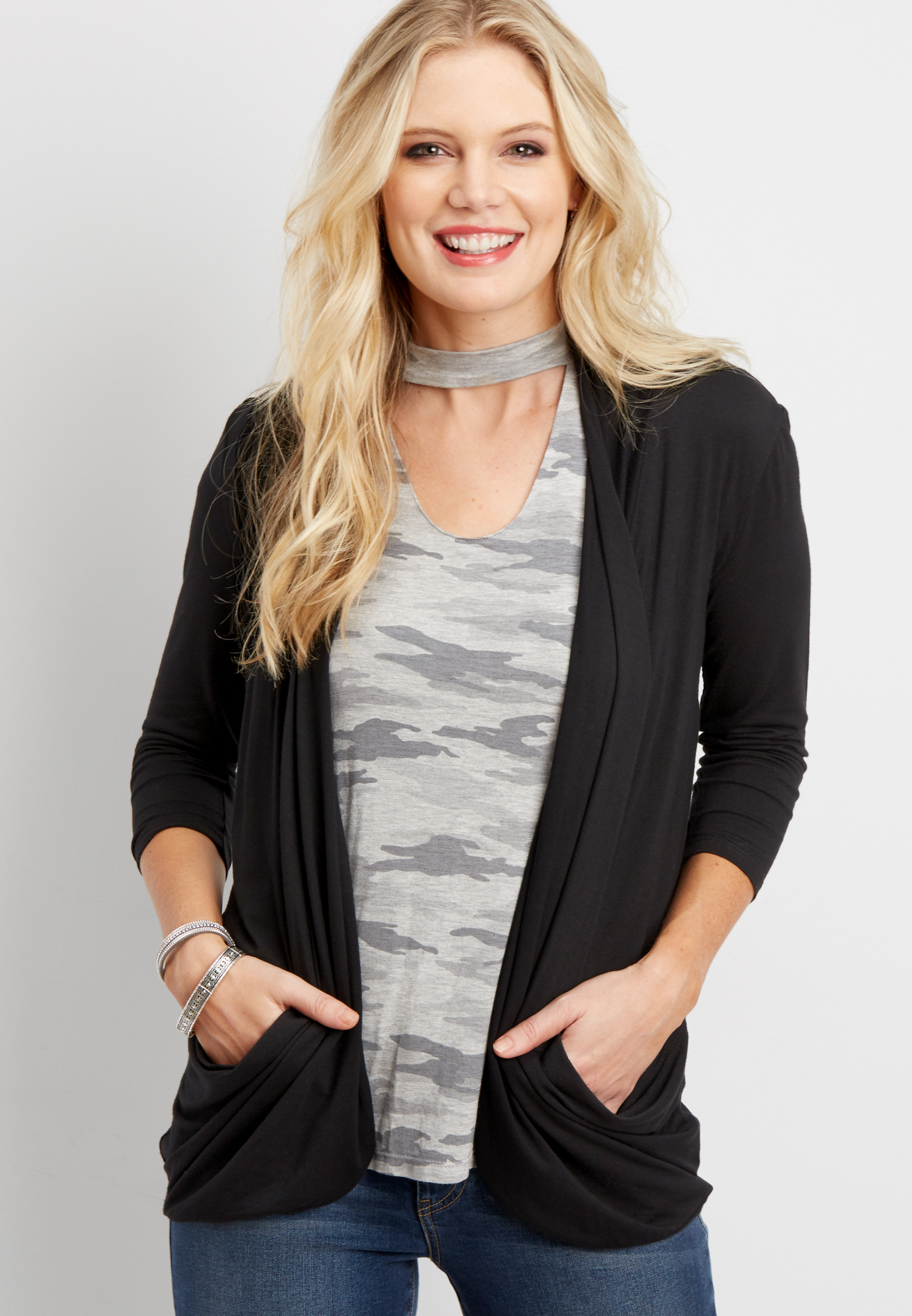 lightweight drapey cardigan with pockets | maurices