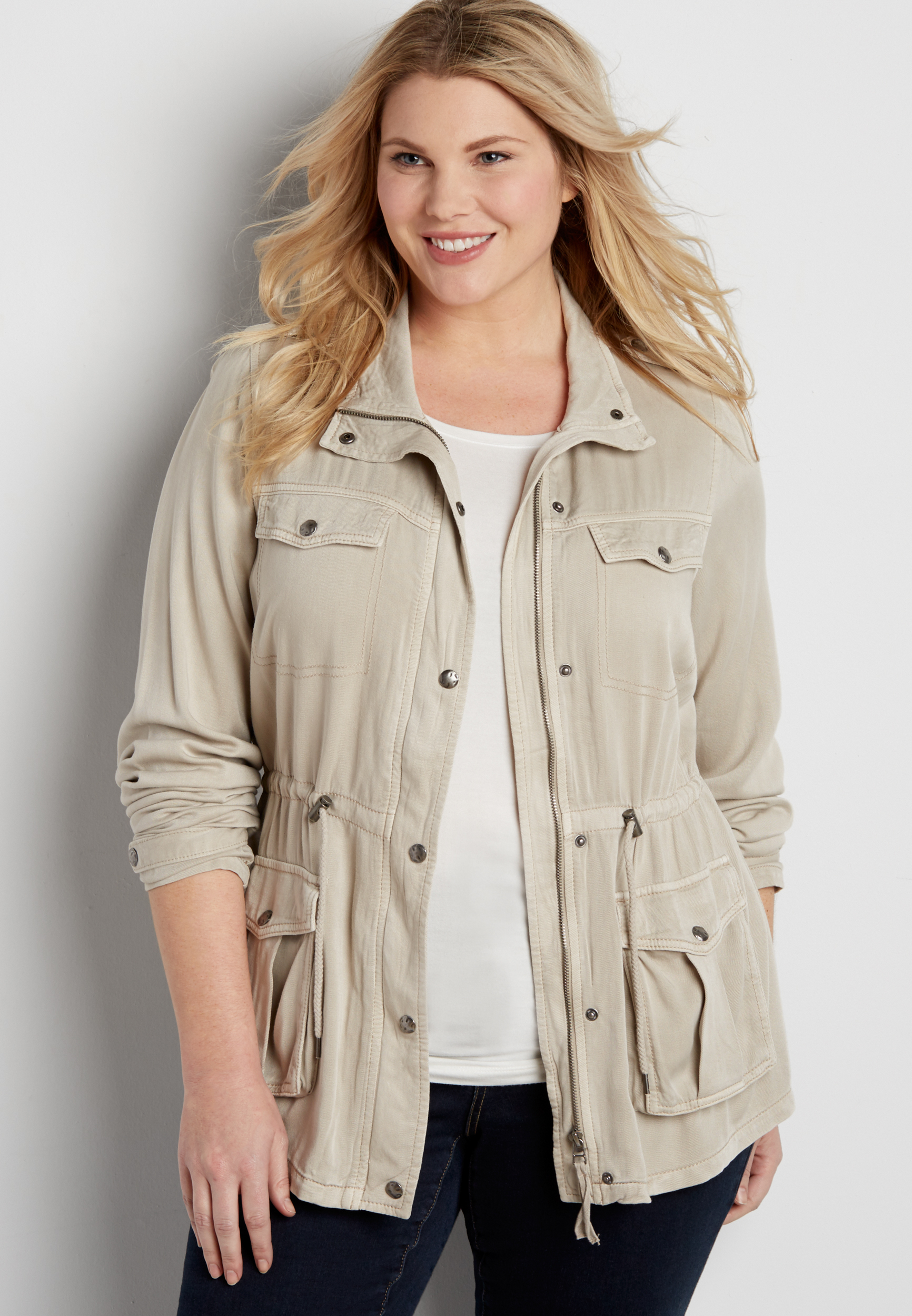 plus size drapey anorak jacket | maurices