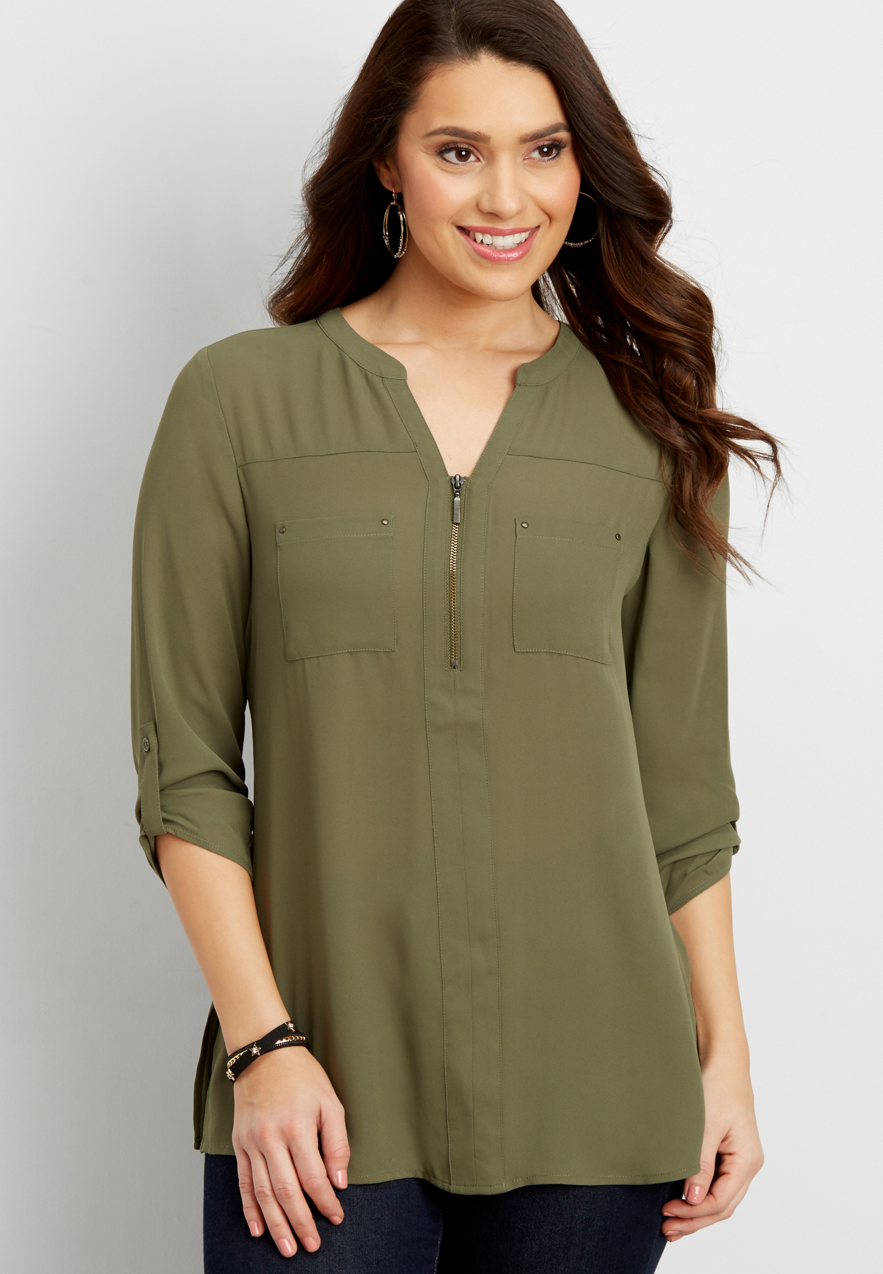 the perfect tunic blouse with zipper neckline | maurices