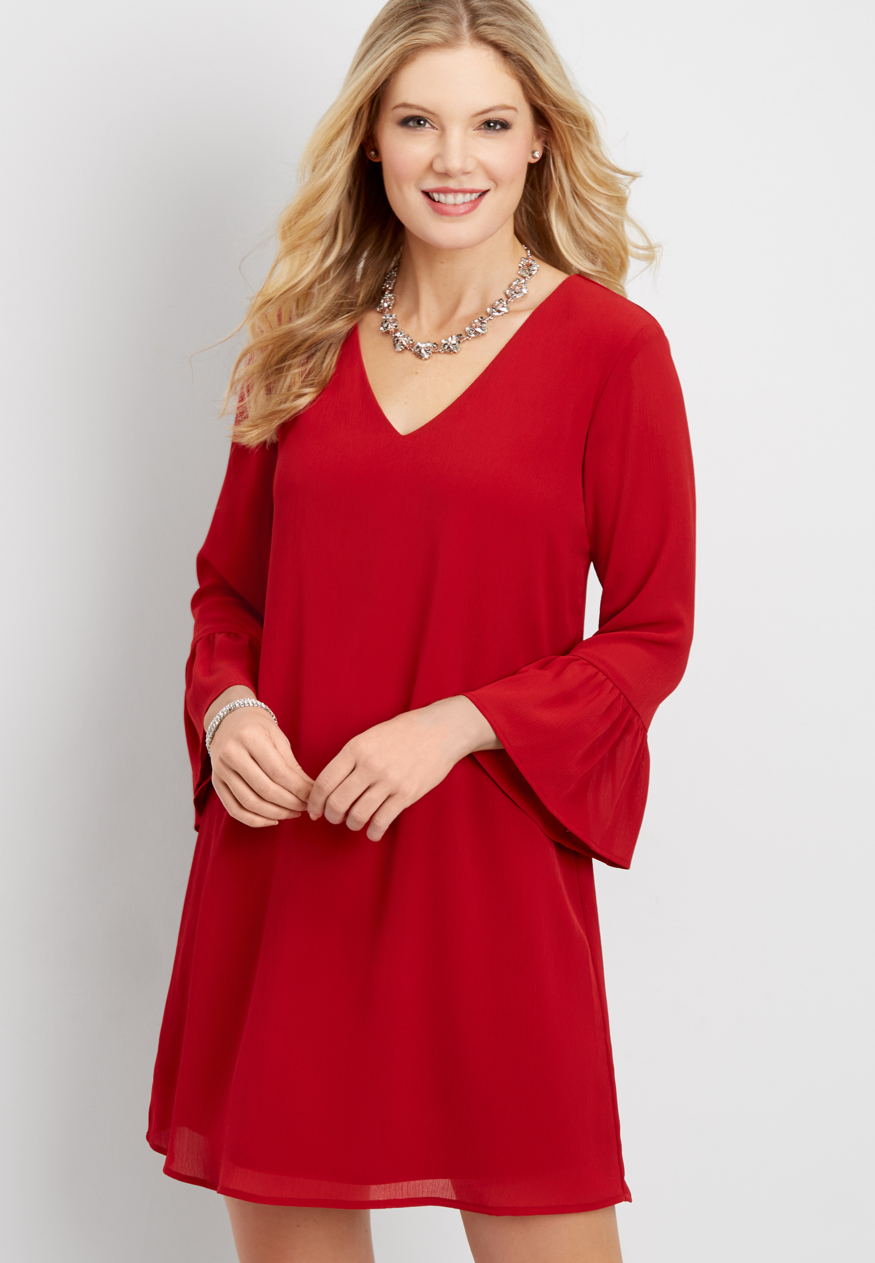 shift dress with bell shaped sleeves | maurices