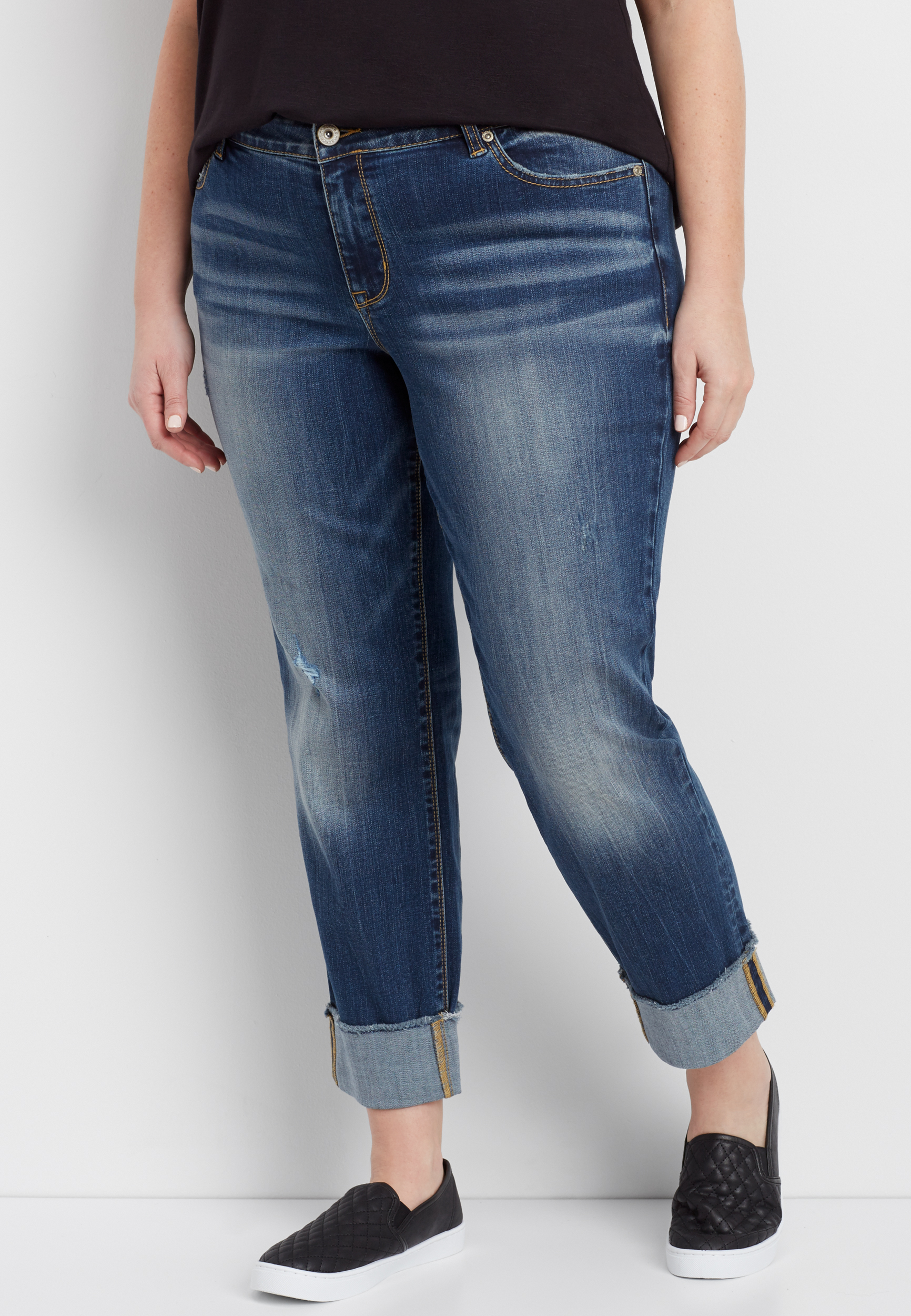 plus size wide cuffed cropped jeans | maurices