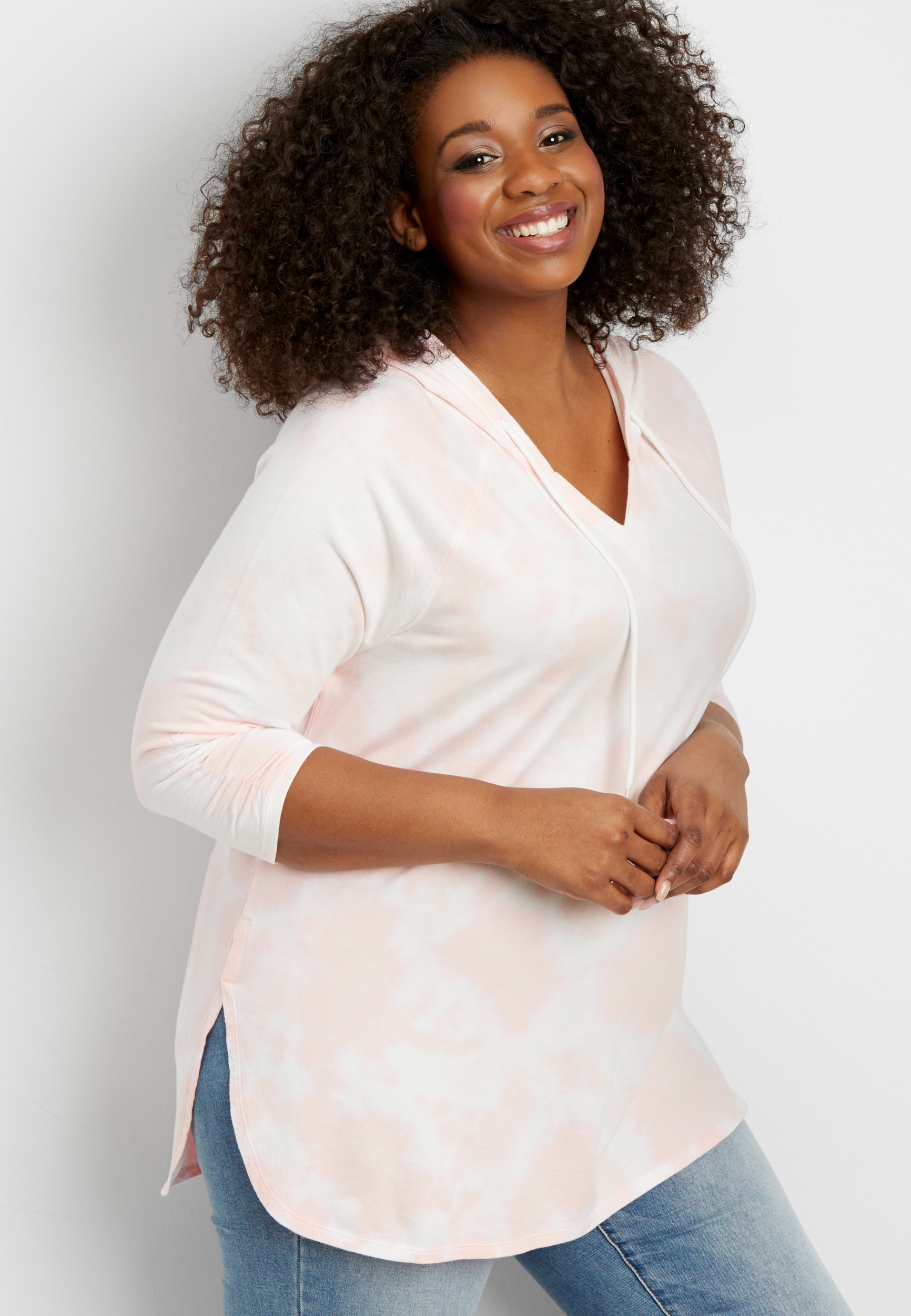 plus size tie dyed side slit sweatshirt | maurices