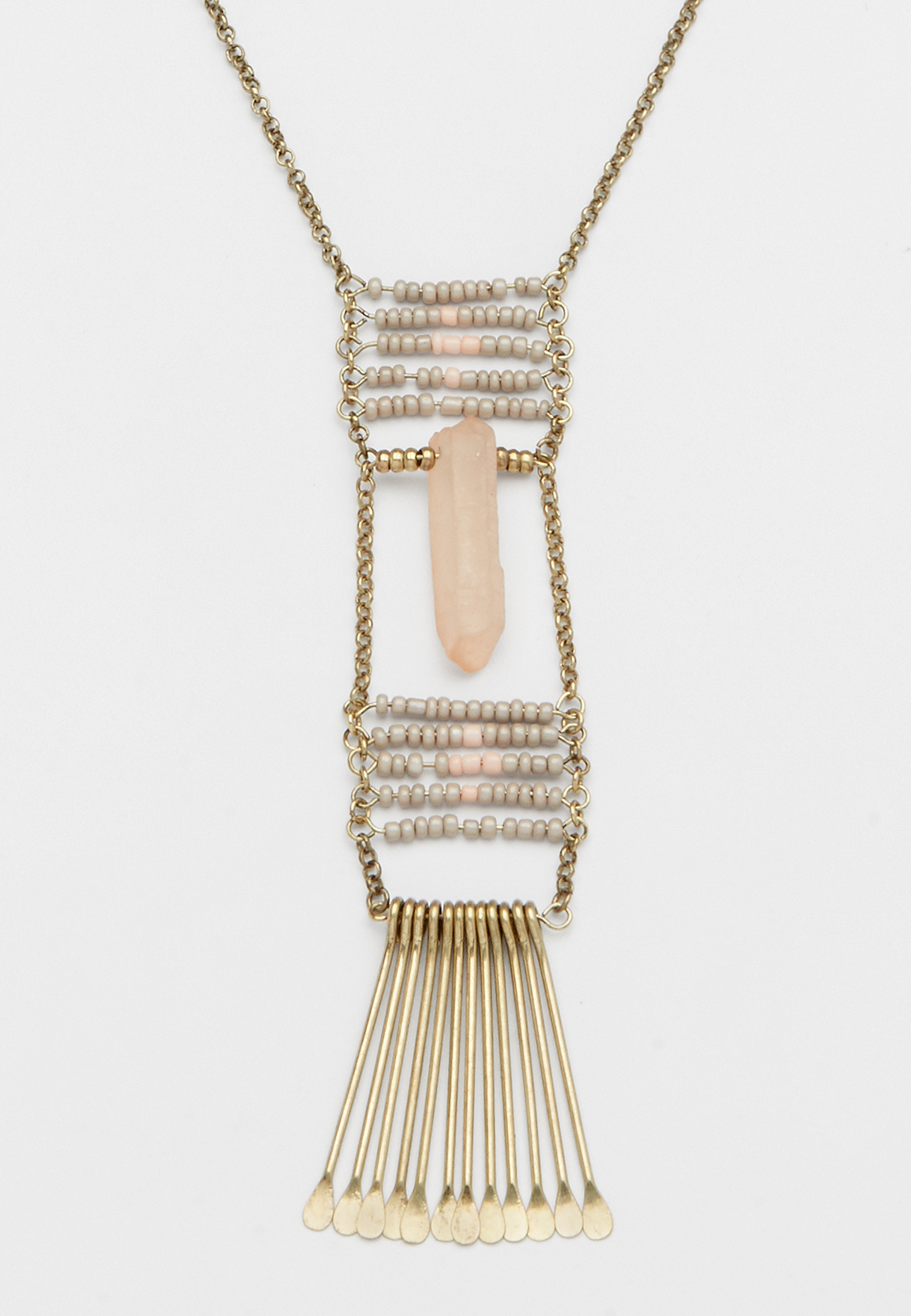 beaded ladder pendant necklace with faux crystal | maurices