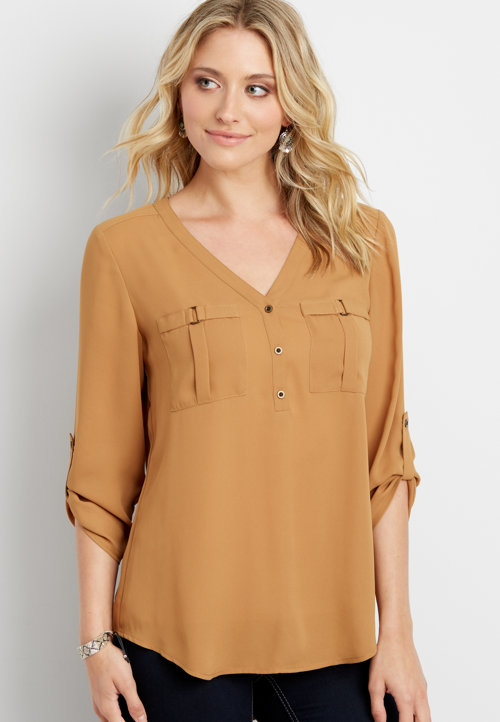 the perfect blouse with hardware pockets | maurices