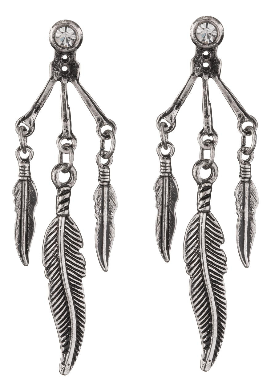 dangling feather earrings with rhinestone studs | maurices