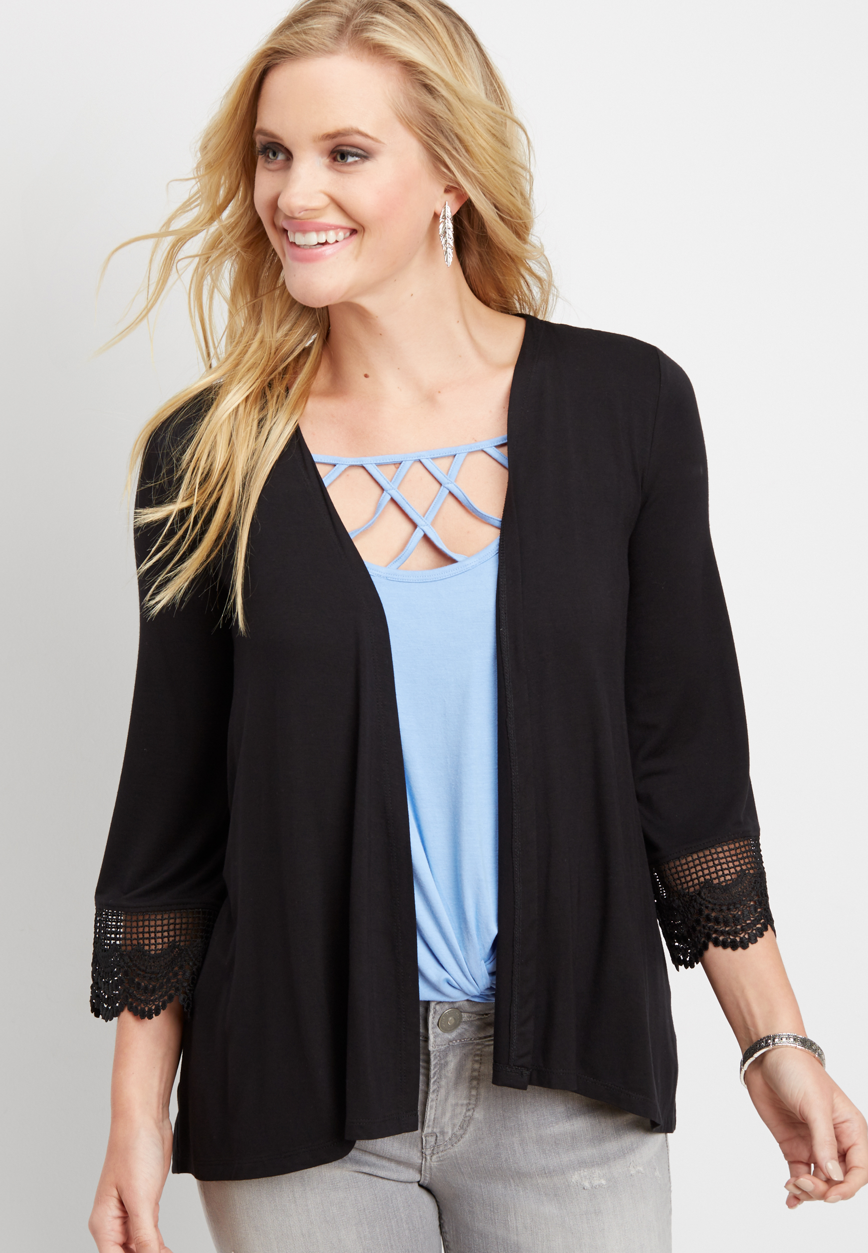 crochet back cardigan | maurices