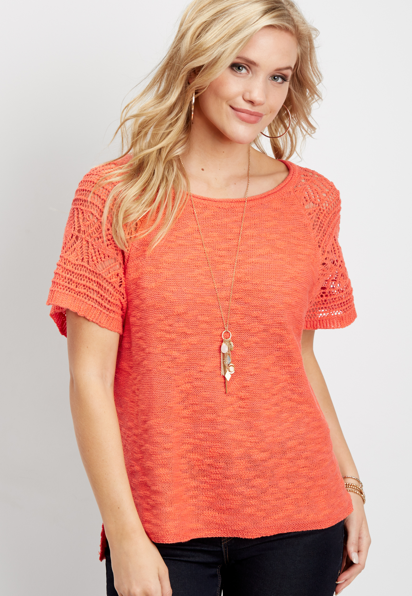 mesh sleeve pullover | maurices