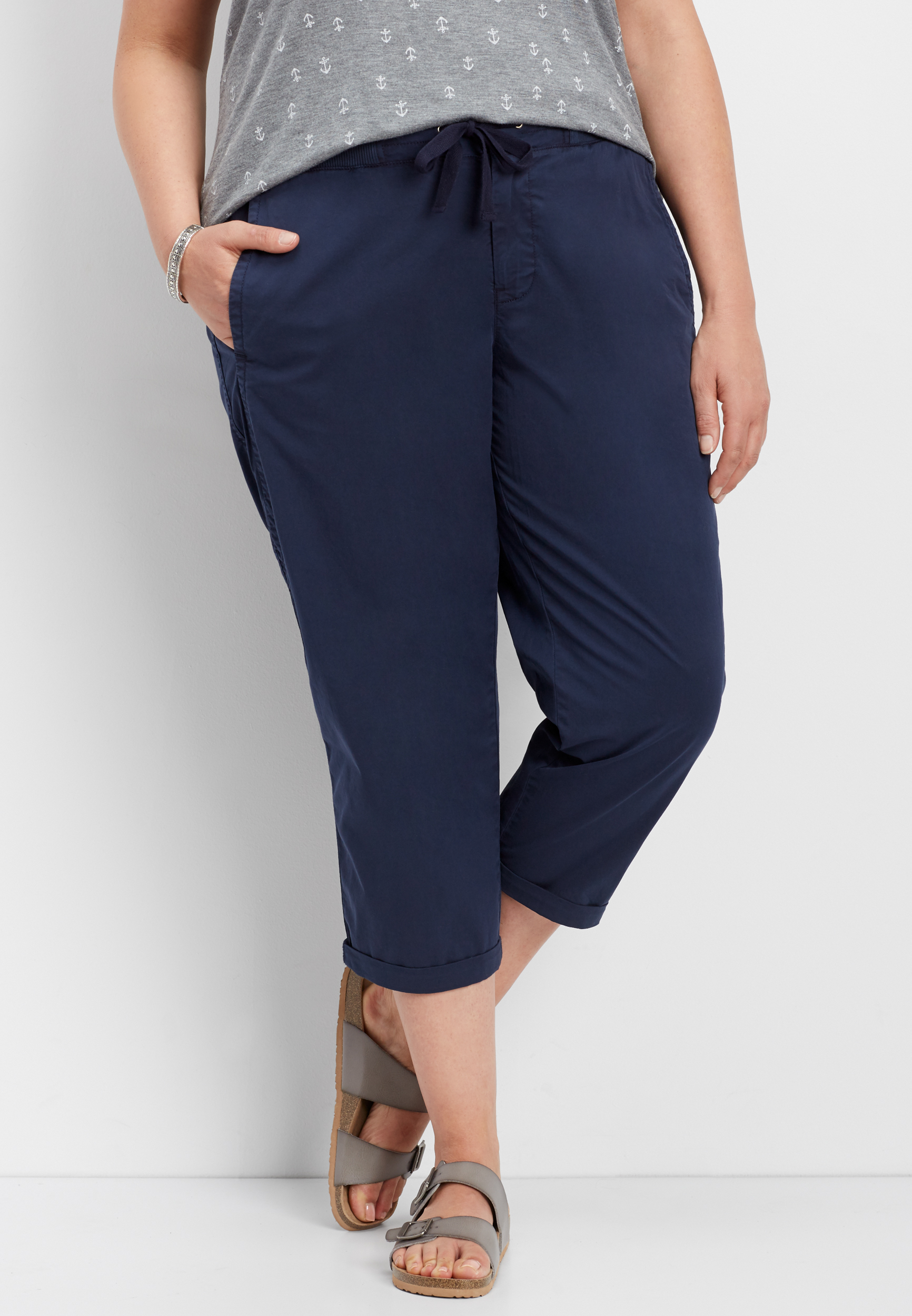 plus size knit waist capri | maurices