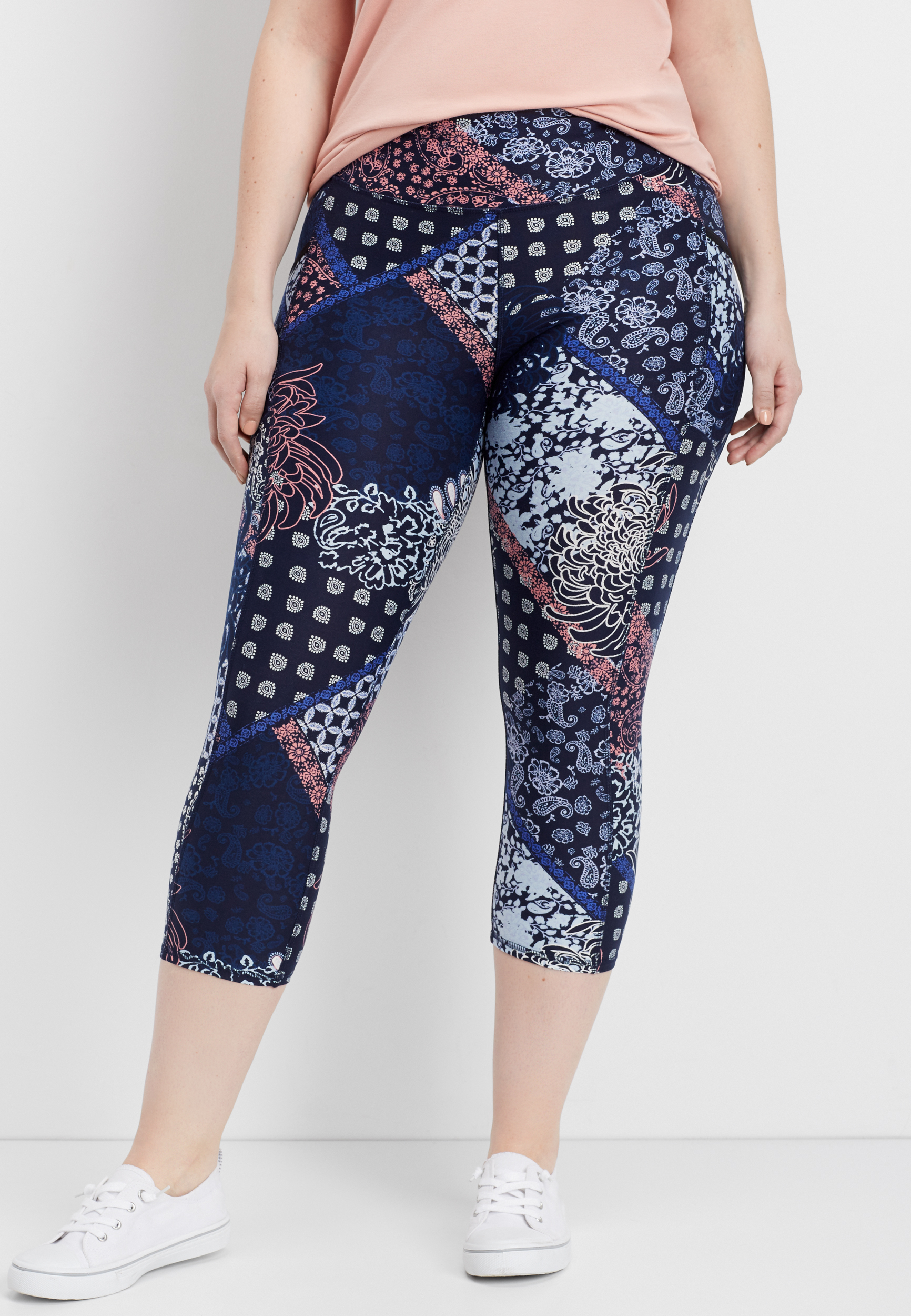 plus size patchwork active capri legging | maurices
