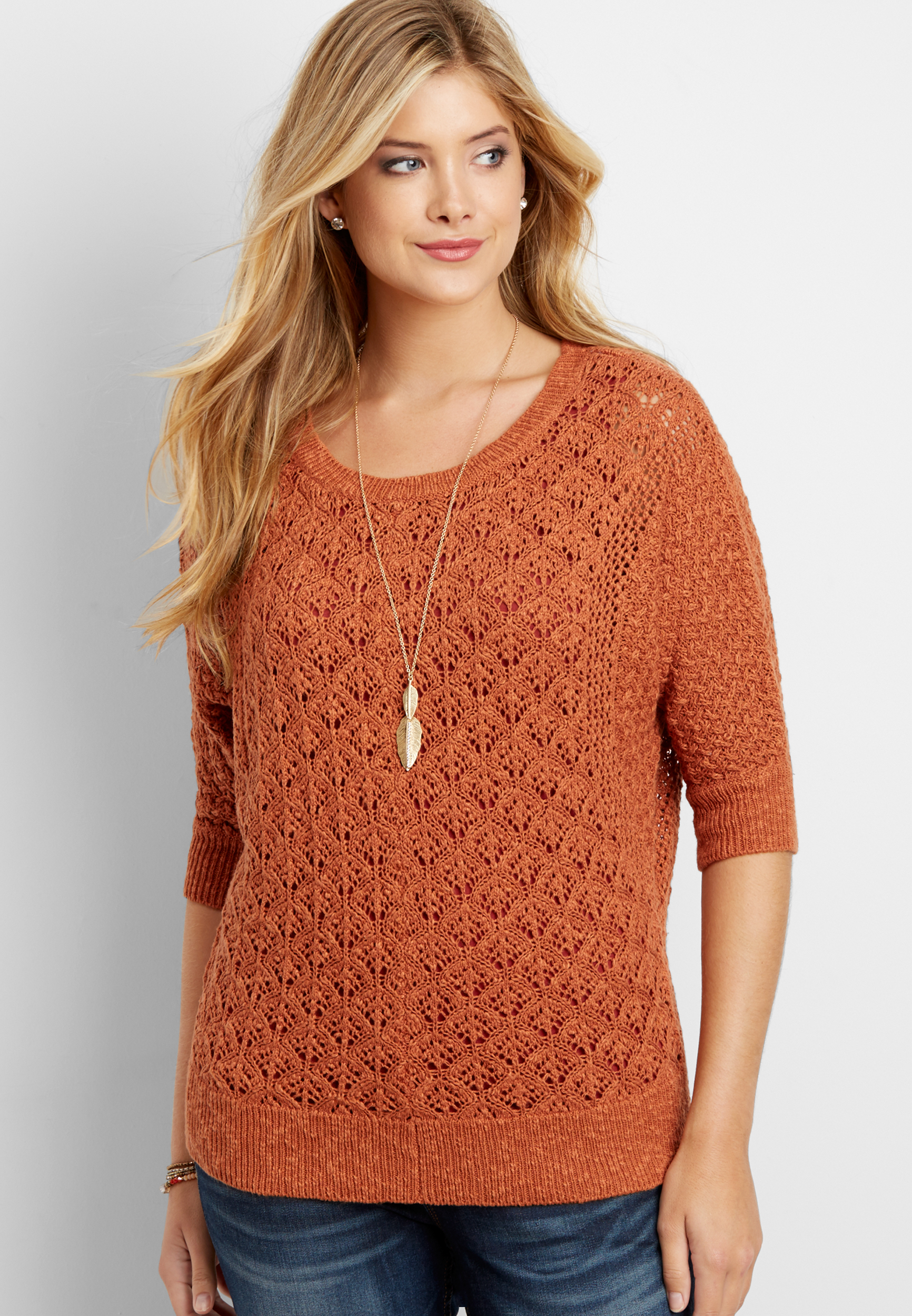 pointelle stitch pullover dolman sweater | maurices