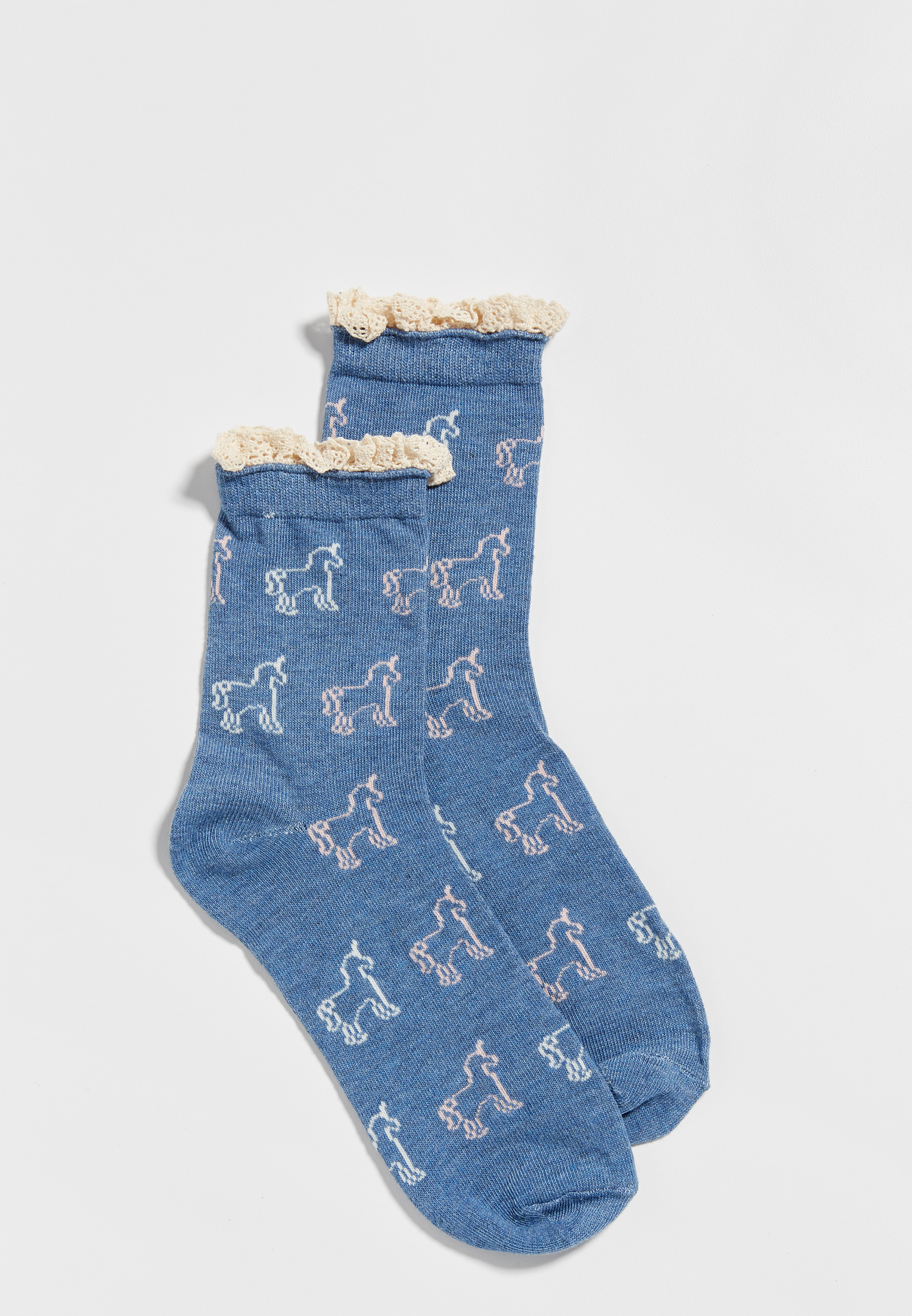 unicorn print crew socks with ruffle top | maurices