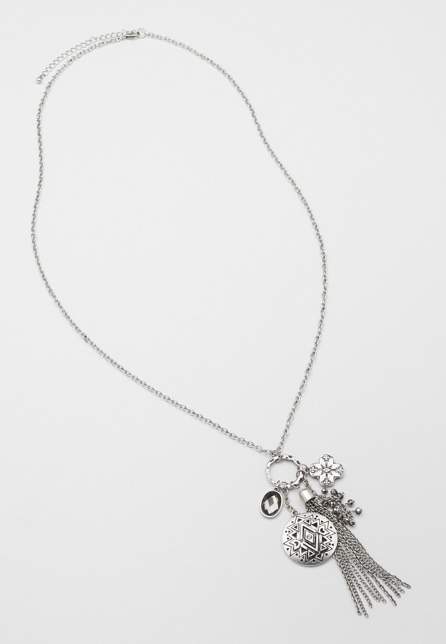 Cluster Necklace With Chain Tassel Beads And Pendants Maurices