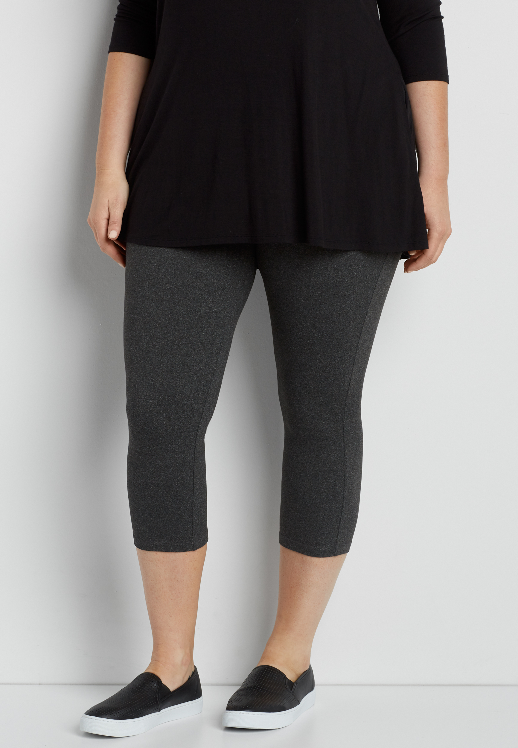 plus size capri legging in charcoal heather | maurices