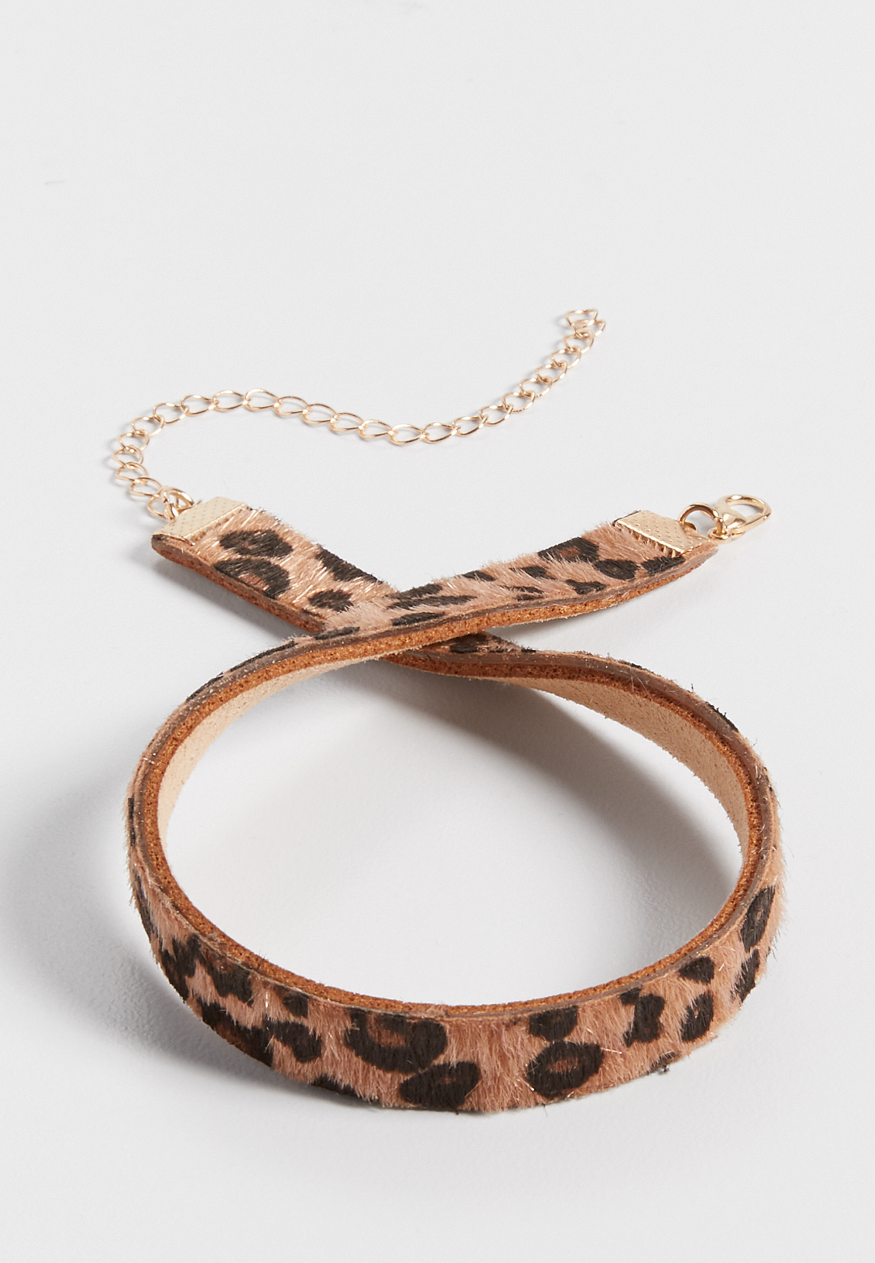 faux fur choker necklace in tan animal print | maurices