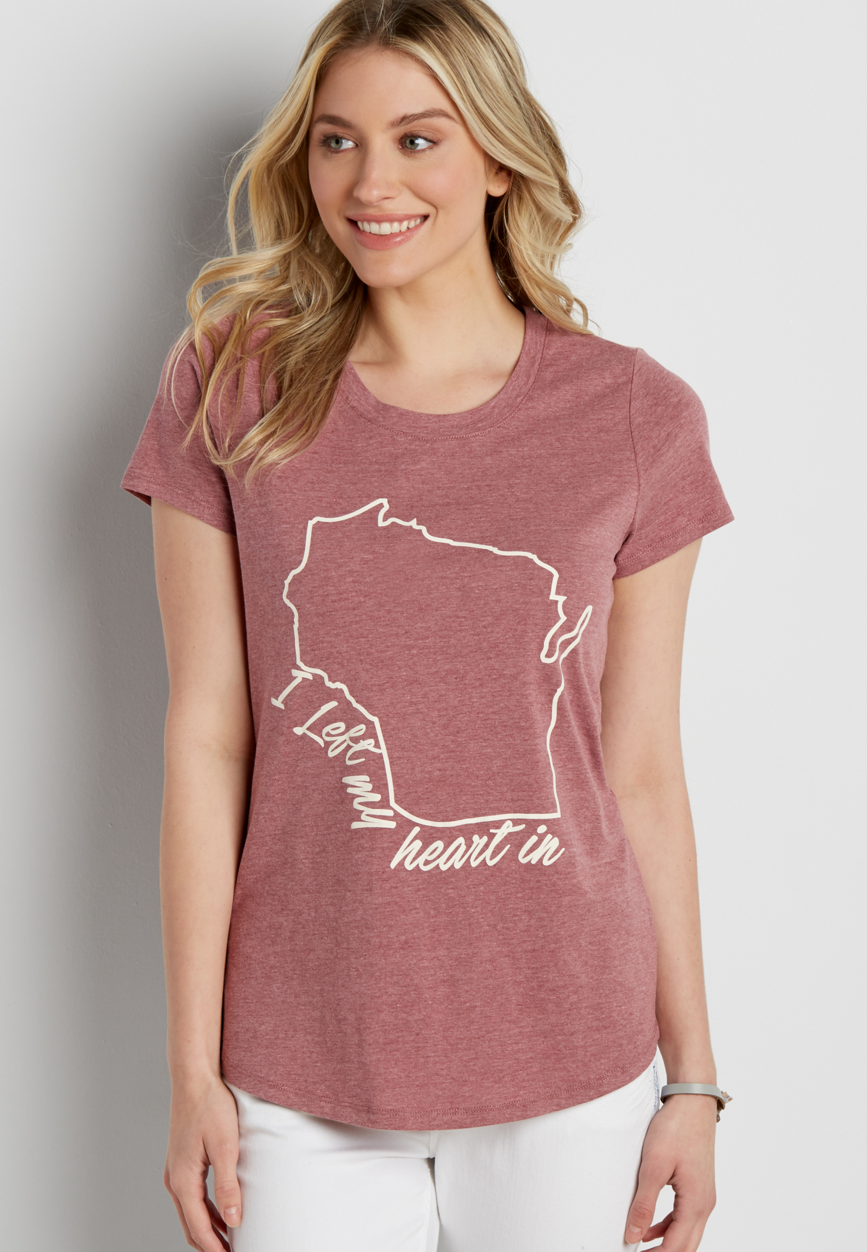 tee with I left my heart in Wisconsin graphic | maurices