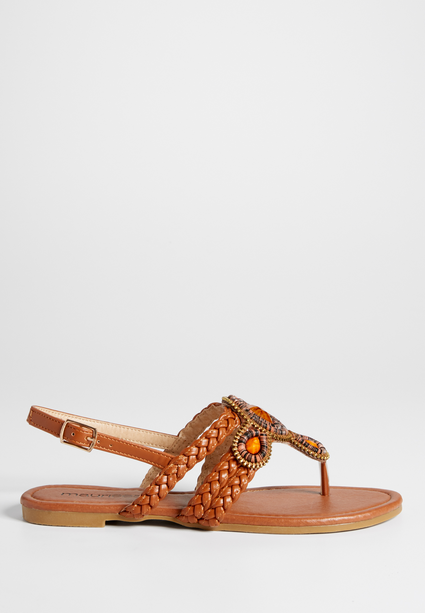 Reba beaded and braided sandal in brown | maurices