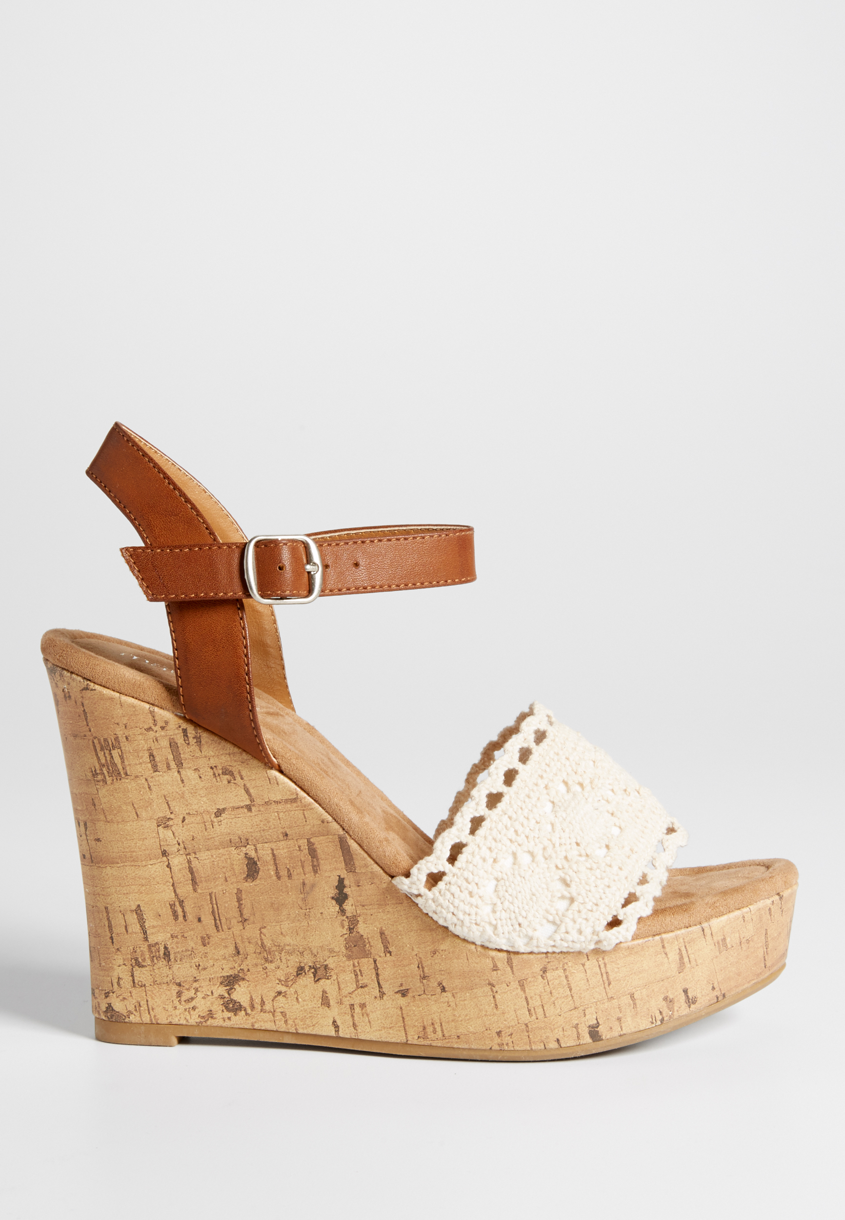 Baritt wedge with crocheted strap in natural | maurices