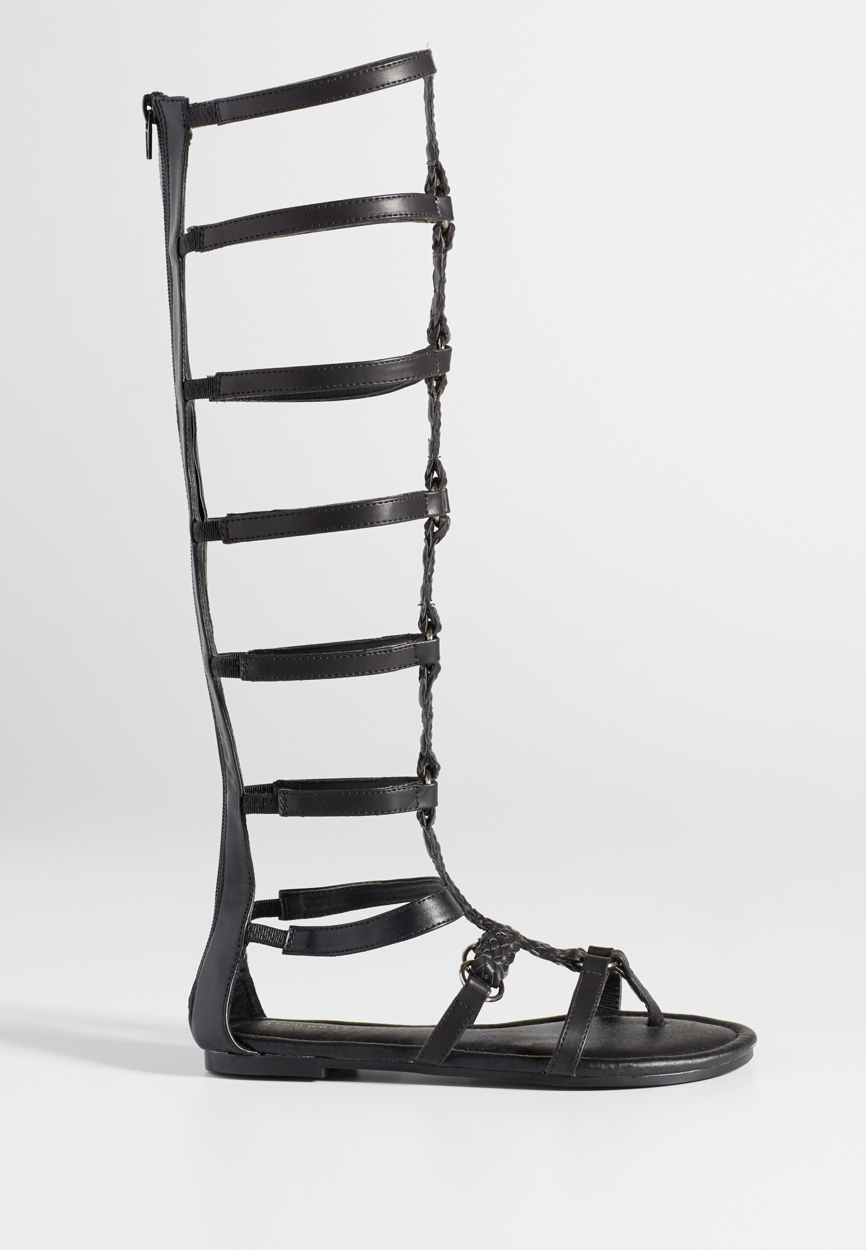 Bonnie tall gladiator with braided front in black | maurices