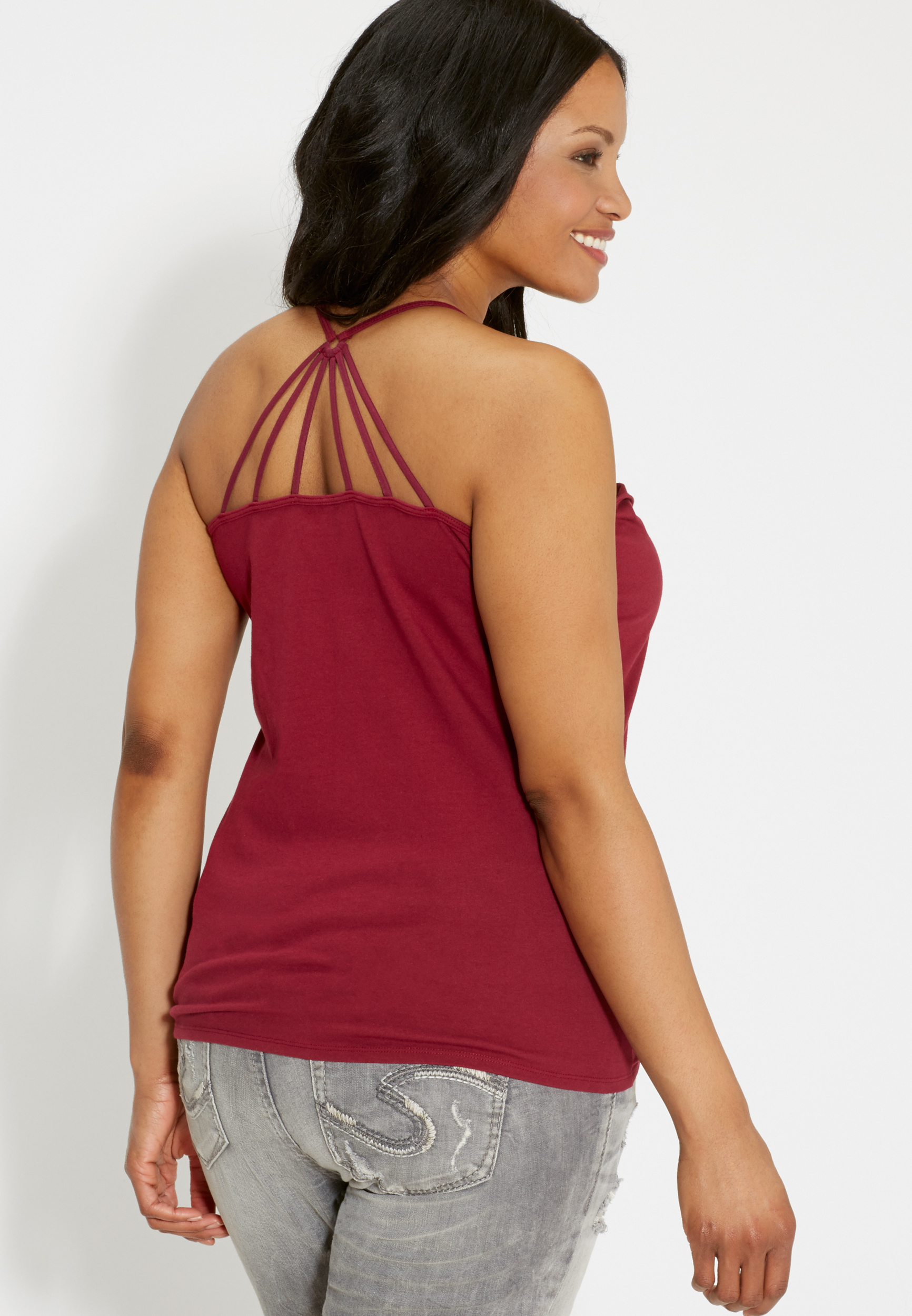 plus size strappy back cami in rose | maurices
