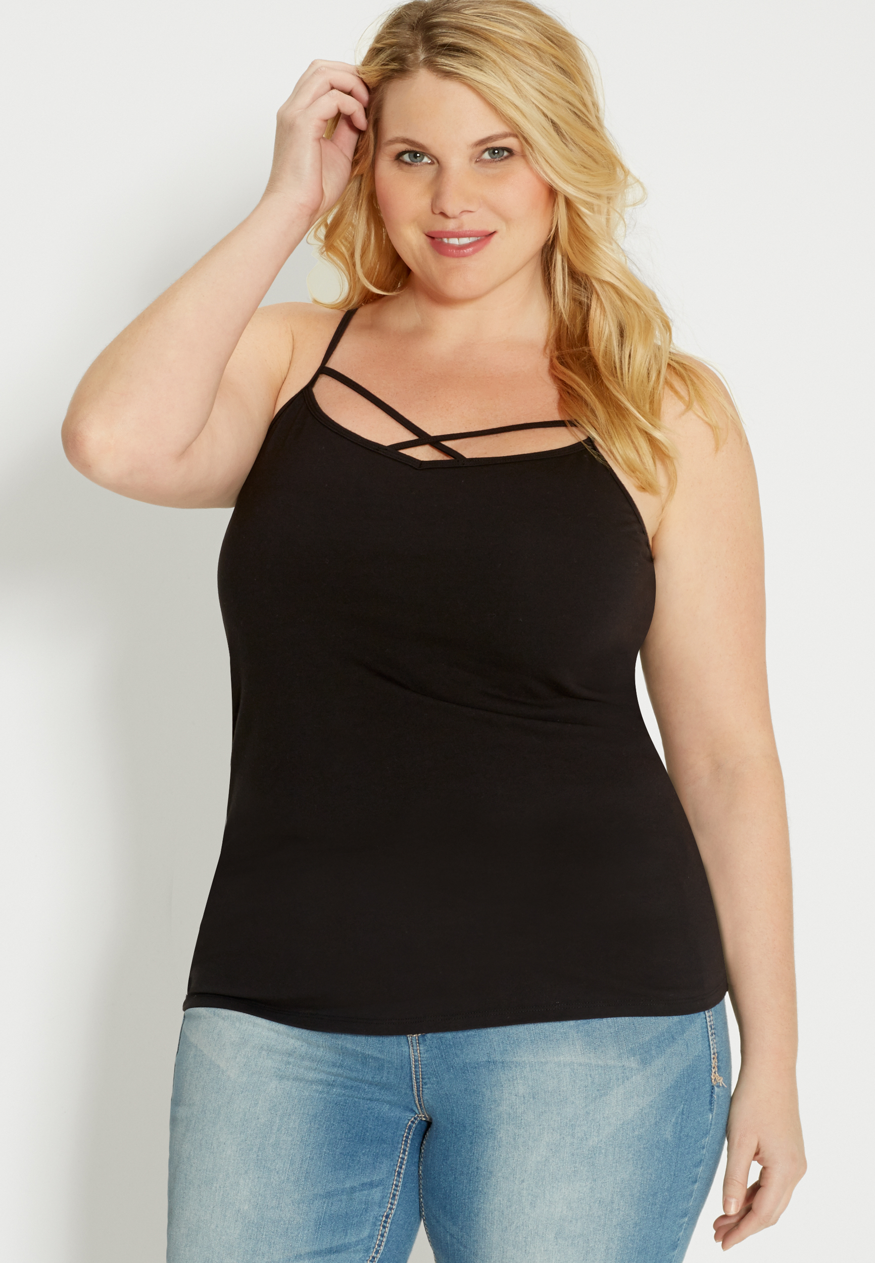 plus size cami with strappy neckline | maurices