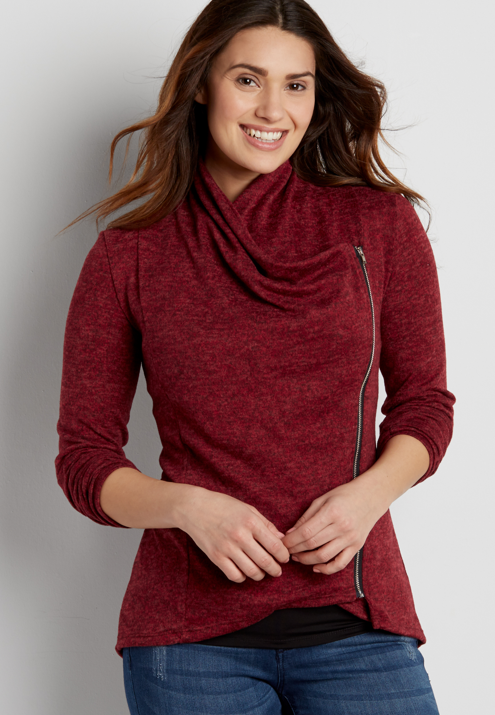 asymmetrical zip up cardigan | maurices