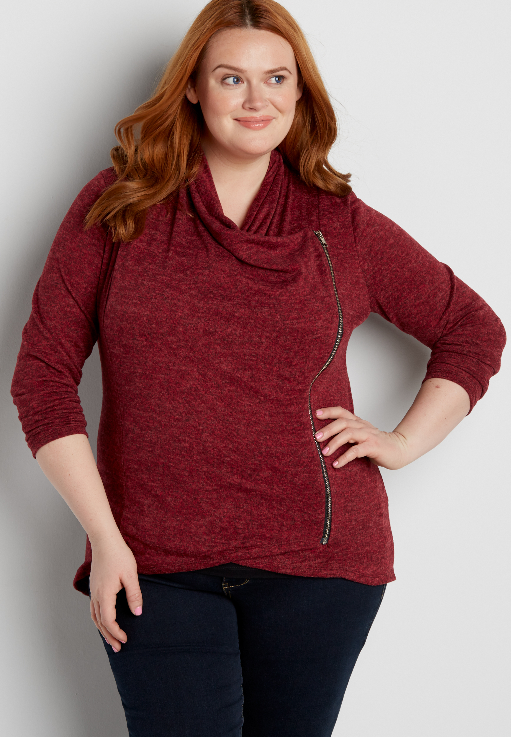 plus size asymmetrical zip up cardigan | maurices