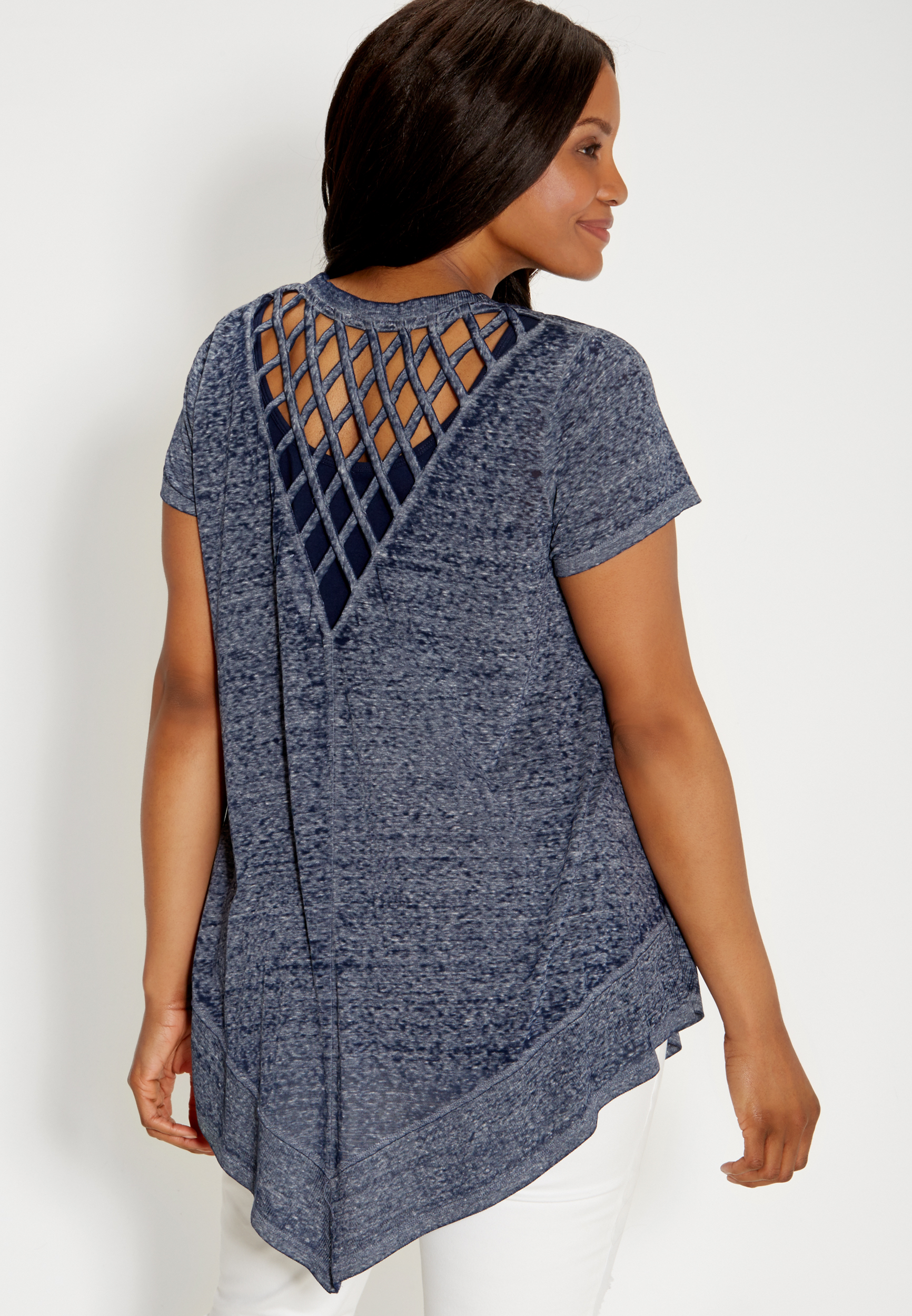 plus size burnout cardigan with openwork back | maurices