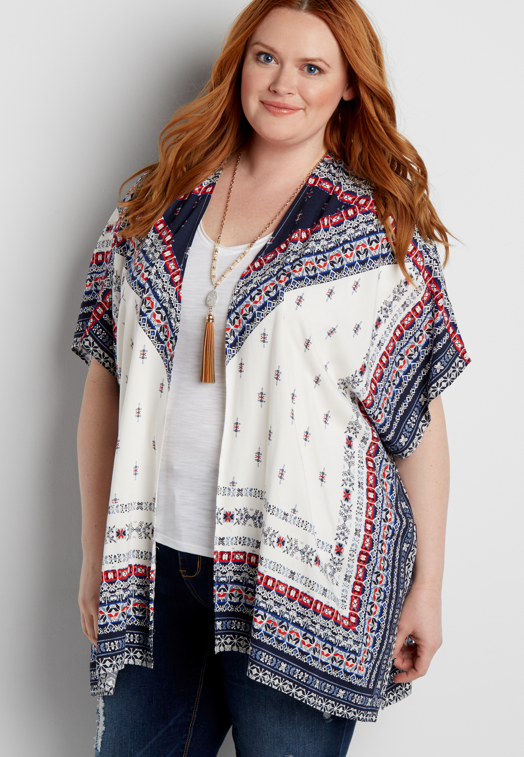 plus size patterned kimono | maurices