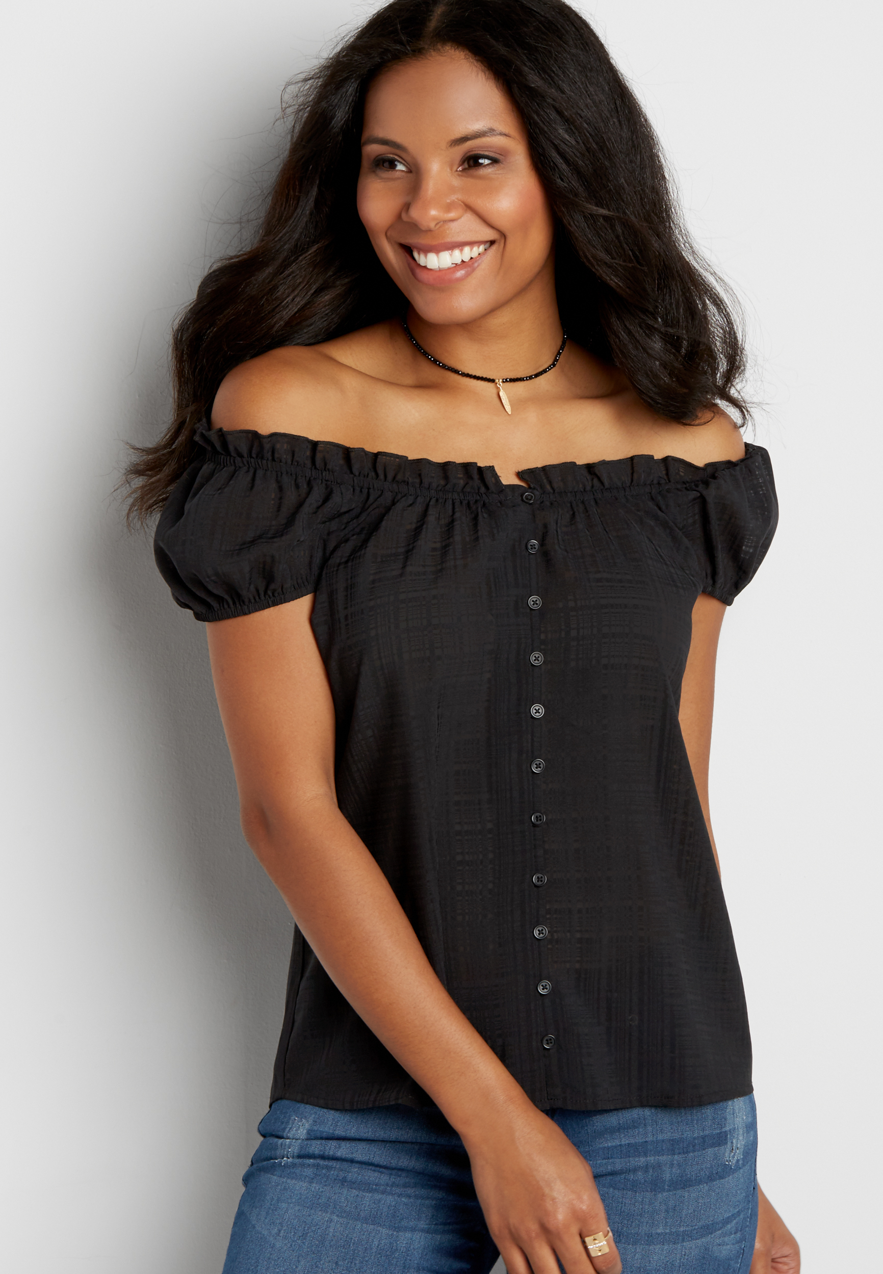 off the shoulder button down top | maurices