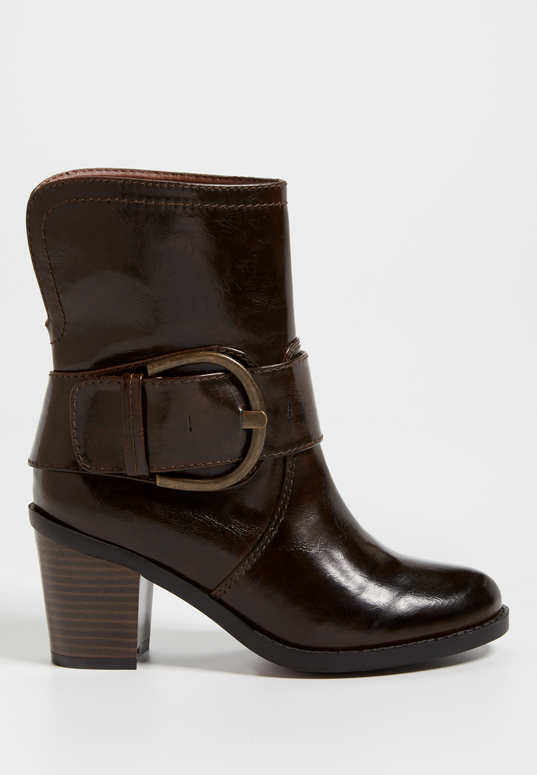 Jaina patent faux leather big buckle boot | maurices