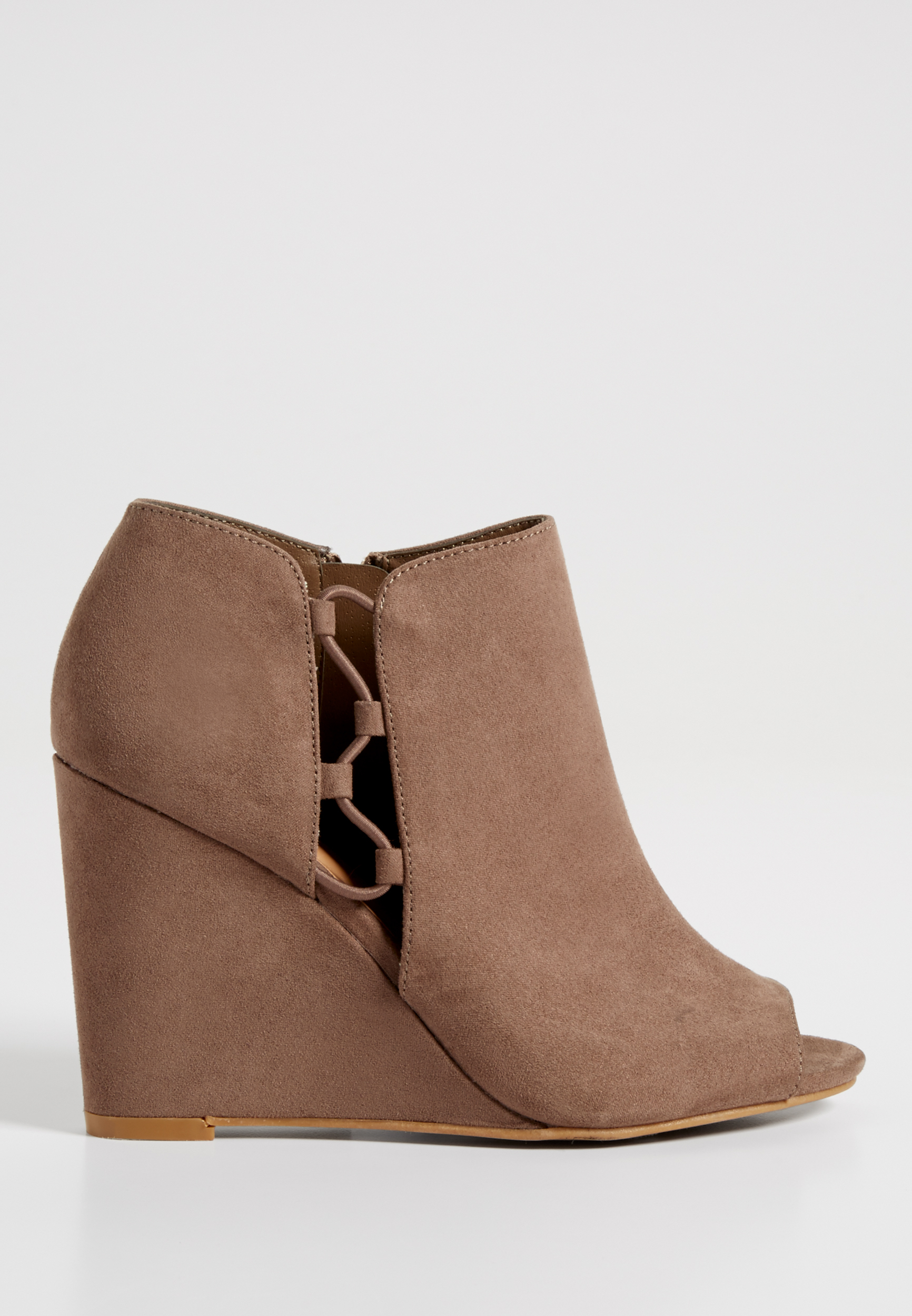 Tonnie peep toe wedge with open elastic side | maurices